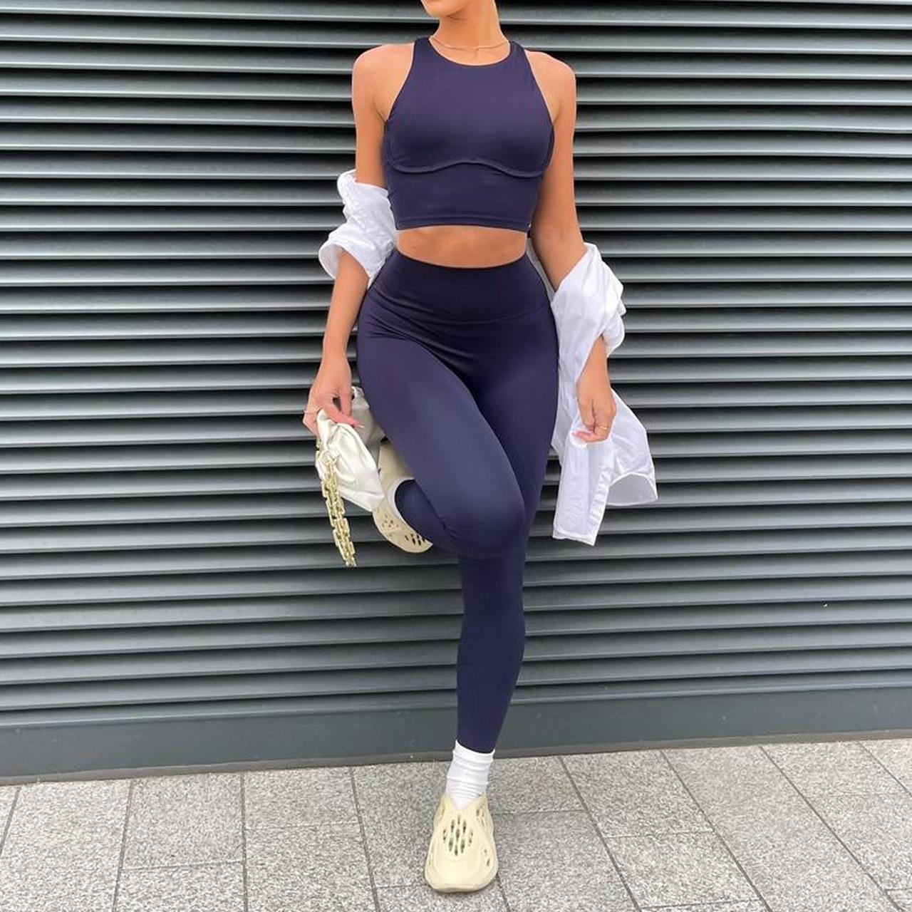 Blue Two Piece Gym Set Worn For Pics Size S £20 Depop