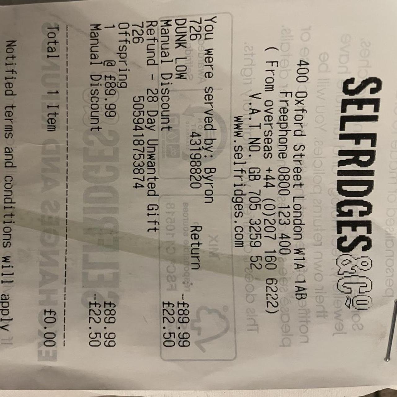 Receipt for dunks - Depop