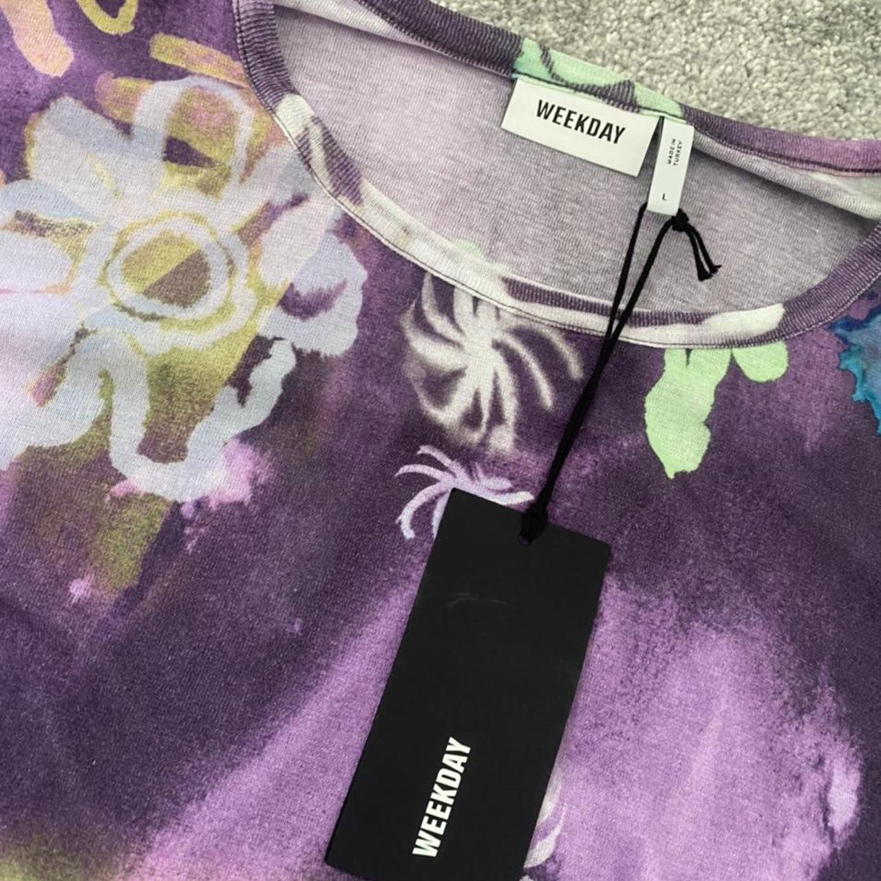 Weekday Women's Purple and Pink Crop-top | Depop