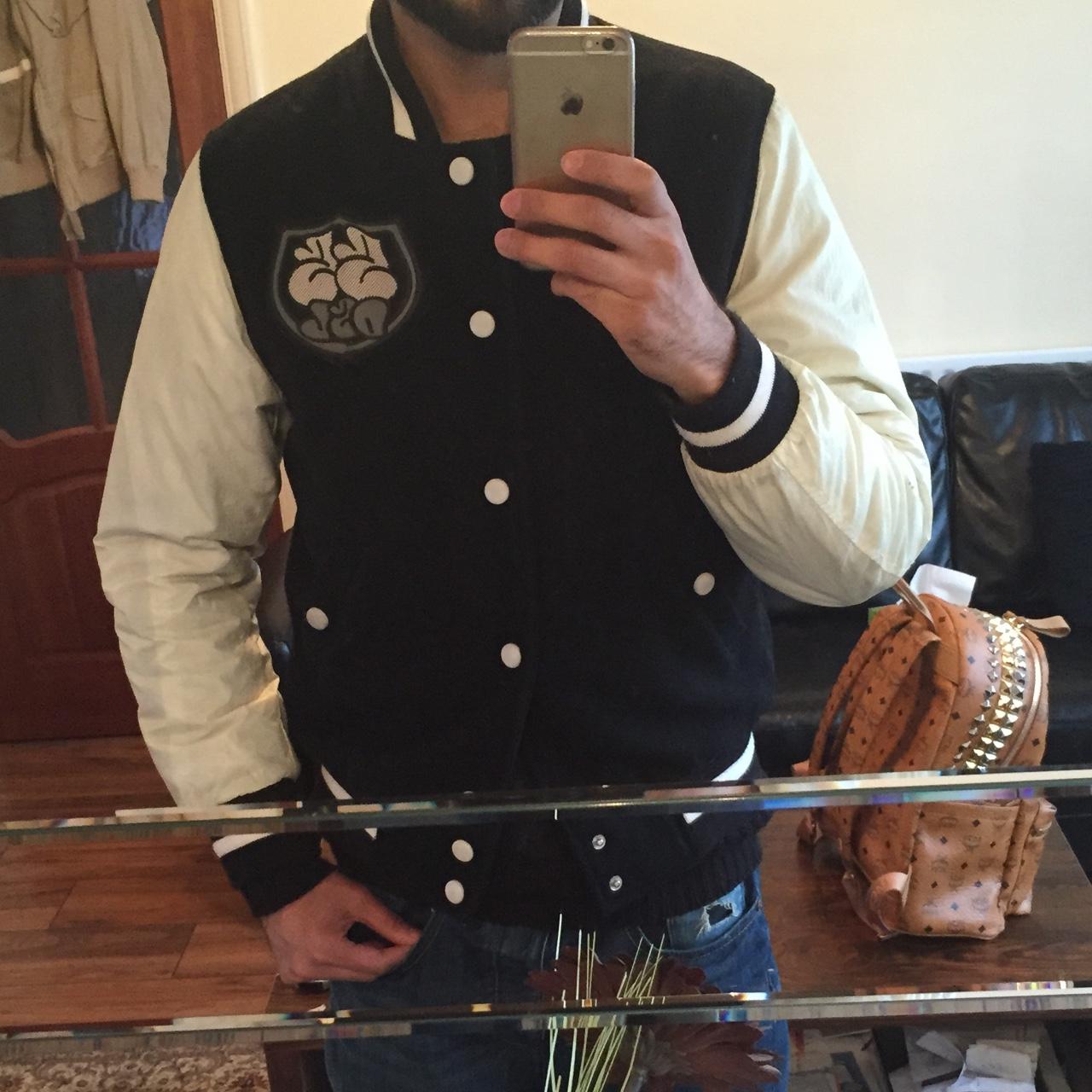 55DSL Diesel varsity jacket, size small, black and... - Depop