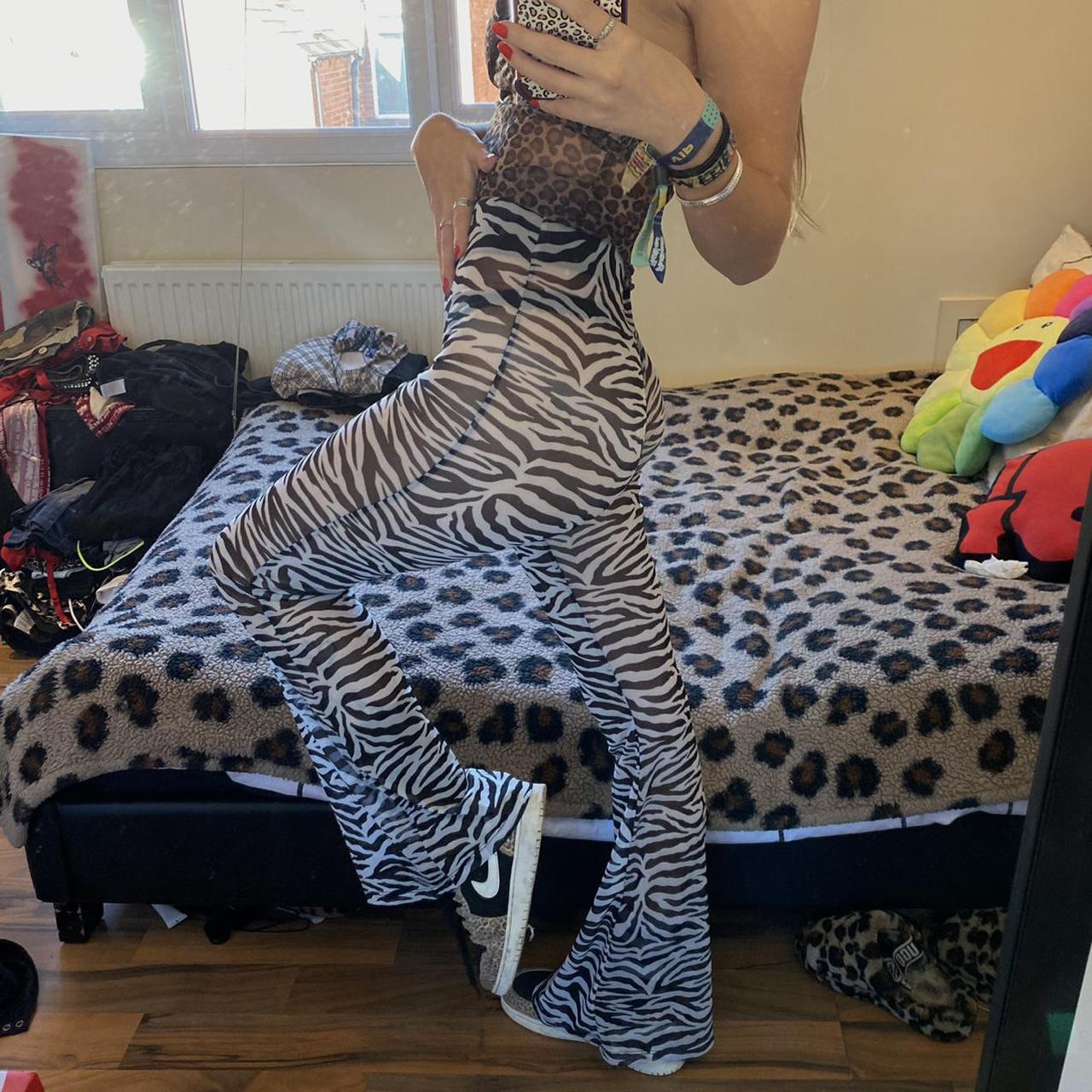 Insane sheer high waisted mesh zebra print... - Depop