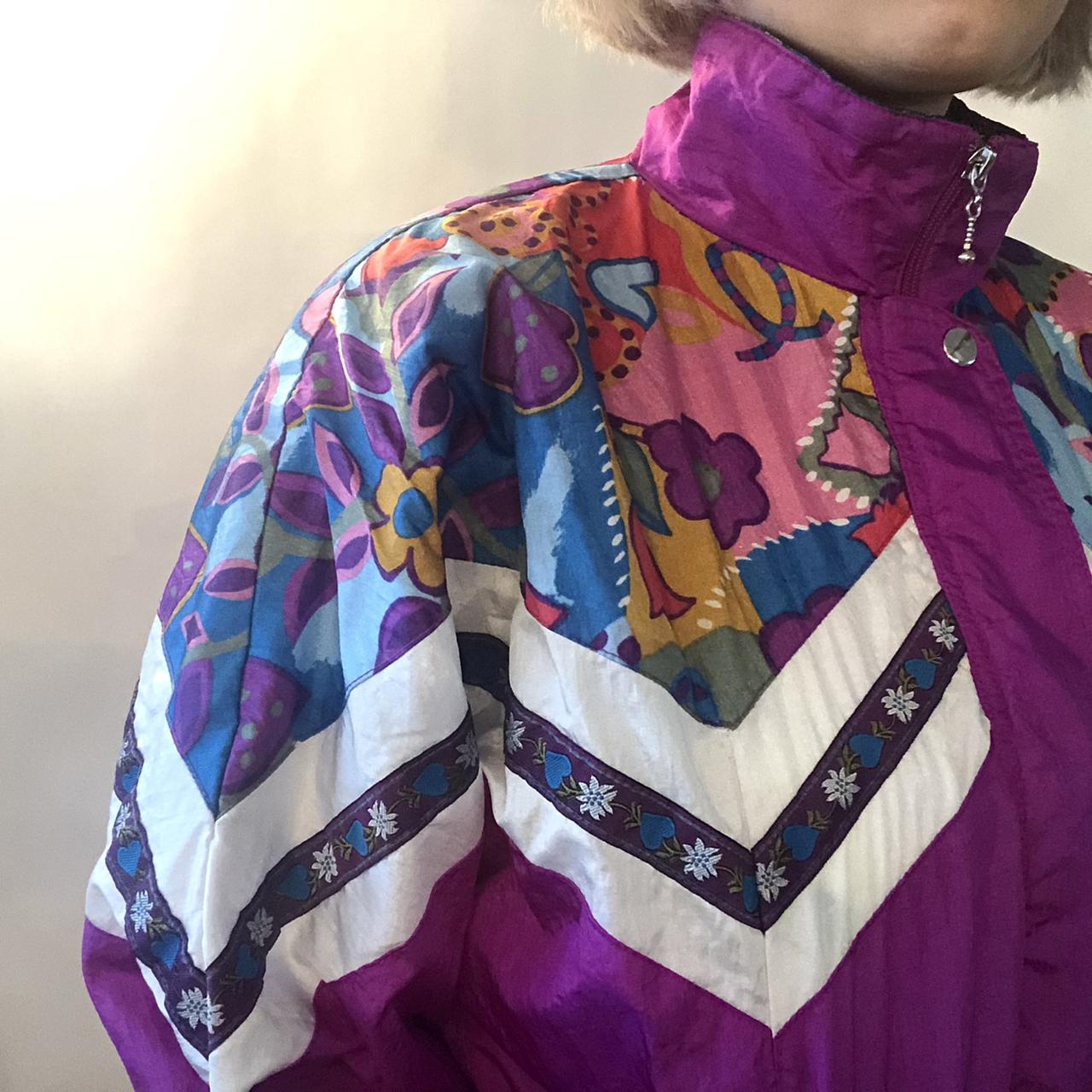 vintage 80s colorful windbreaker | size M (petite) |... - Depop