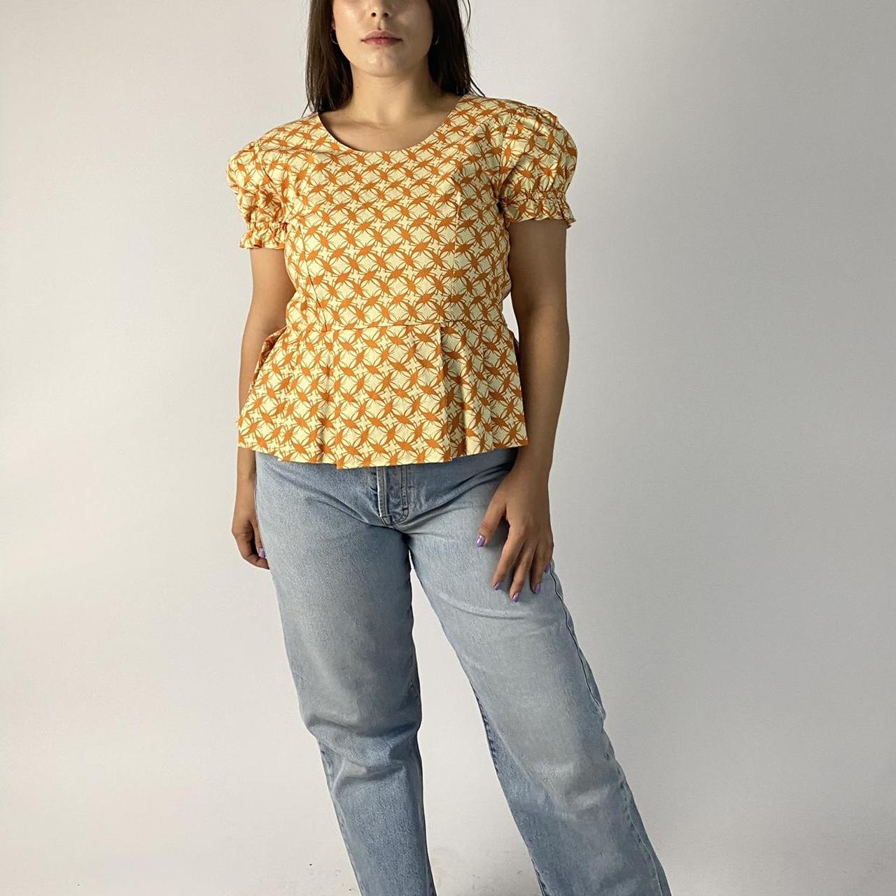 vintage 60’s top 🍊 top vintage anni 60 con pattern... - Depop