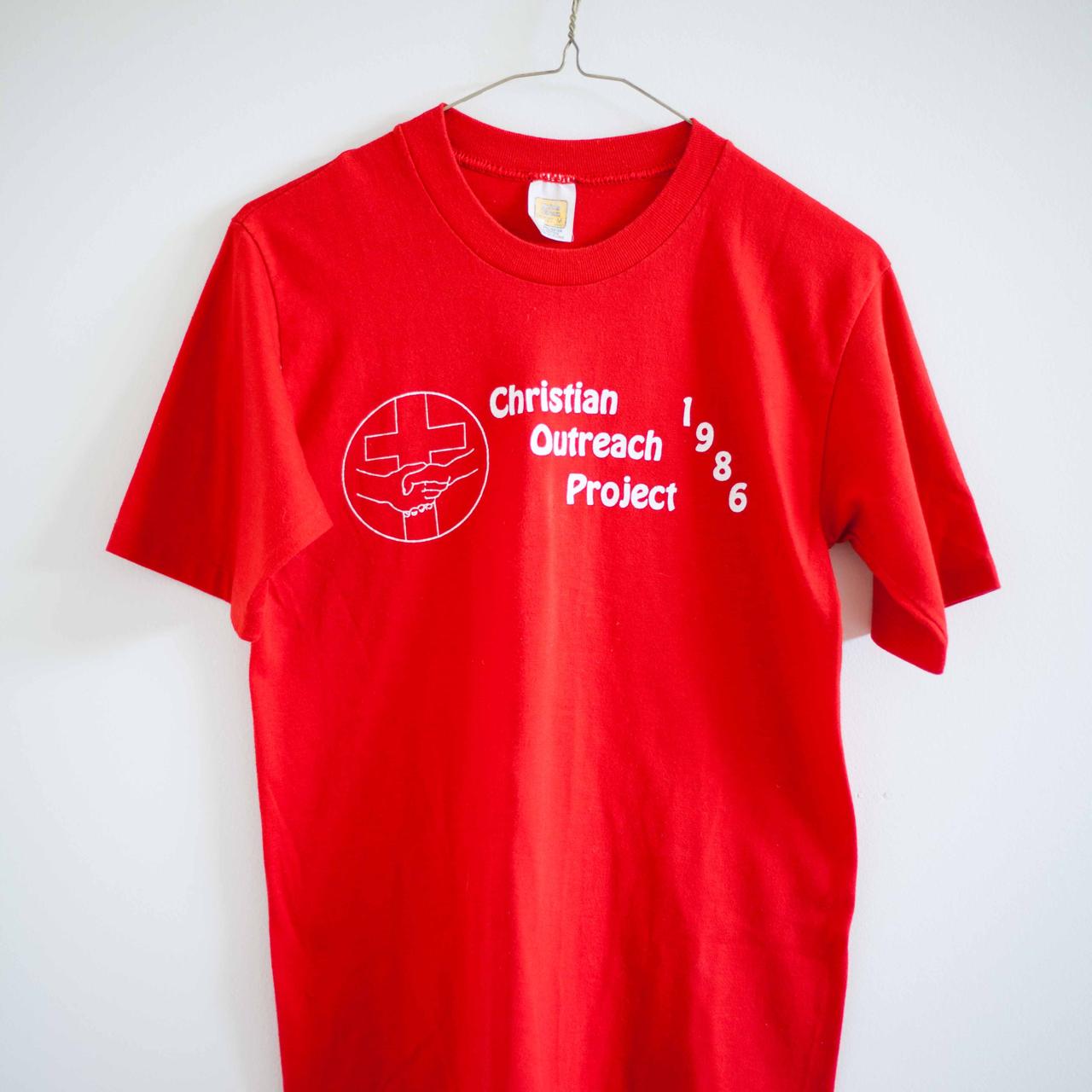 Red Outreach Tee Size: Medium Condition: normal... - Depop