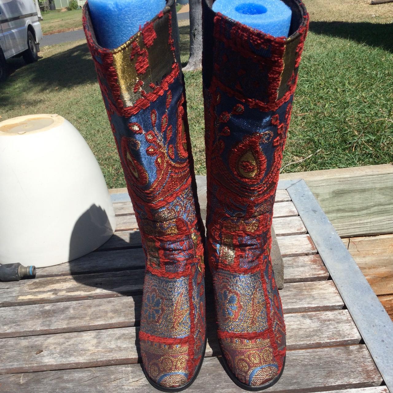 The most opulent brocade knee high boots. Brocade is... - Depop