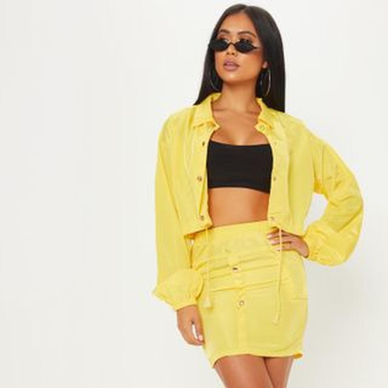 Neon yellow shell suit jacket!! Worn once and in... - Depop