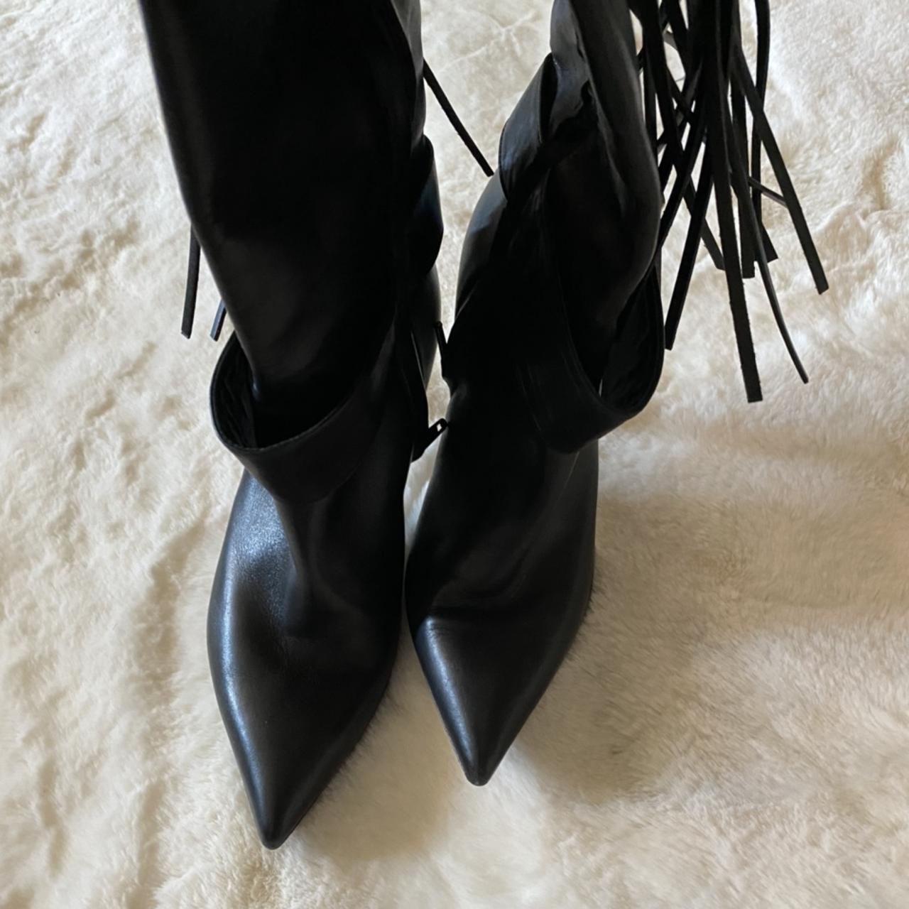 Versace thigh high fringe Boot. Worn twice #versace... - Depop