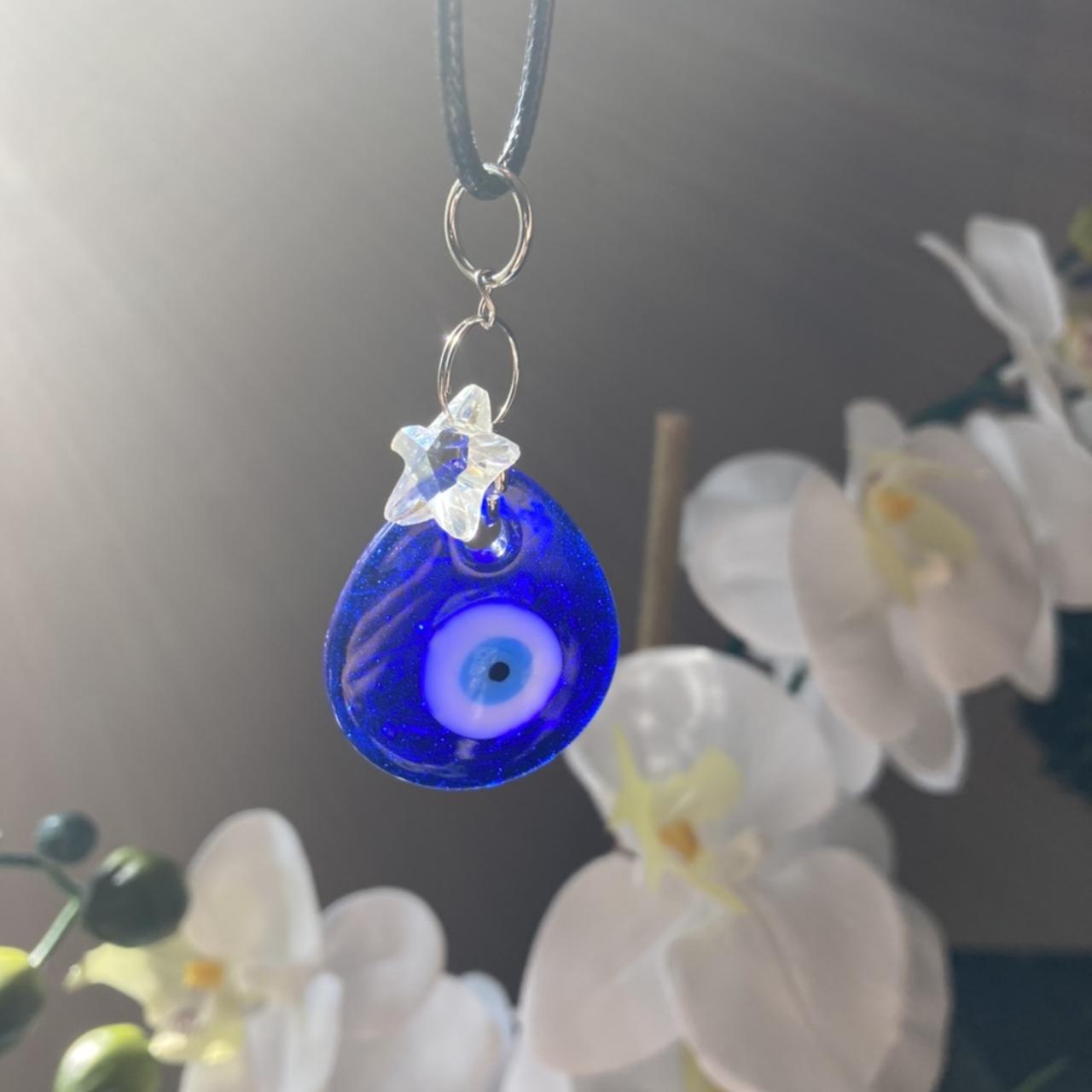 Large glass nazar blue evil eye transparent... - Depop