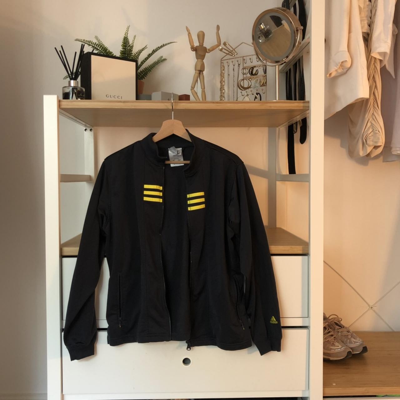 Navy and yellow Adidas tracksuit top Broken zip... - Depop