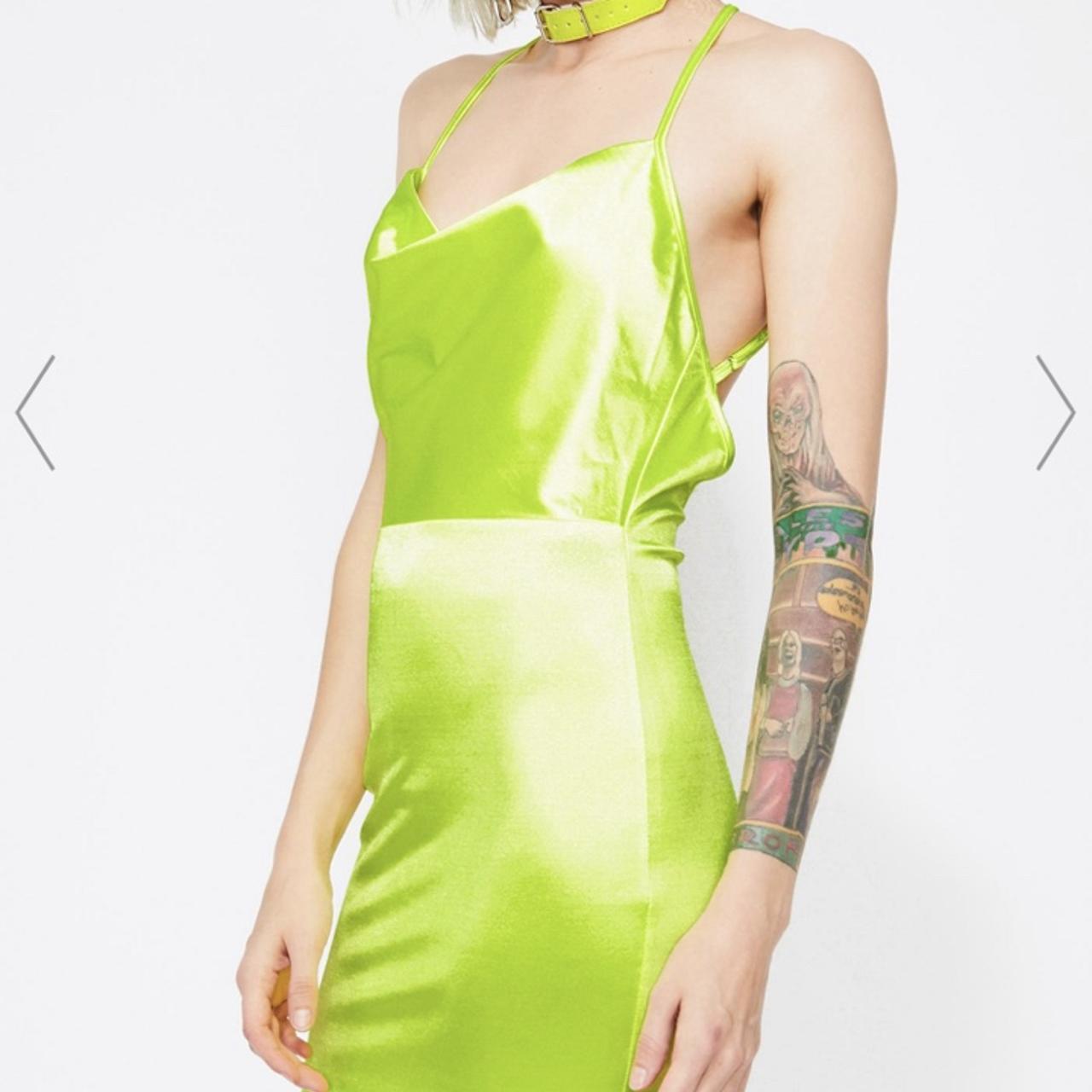 NWOT Dollskill Electric Bad Idea Satin Mini Dress... - Depop