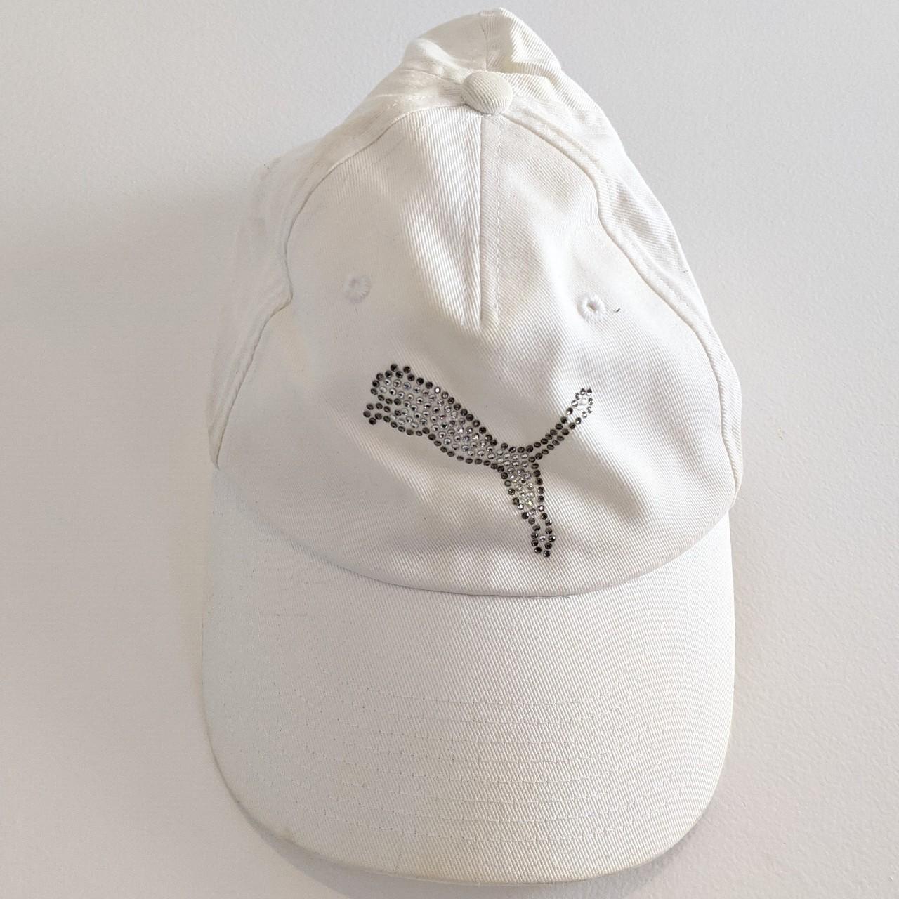 ☑️ Y2K Puma Crystal Logo Chic Dad Cap in White and... - Depop