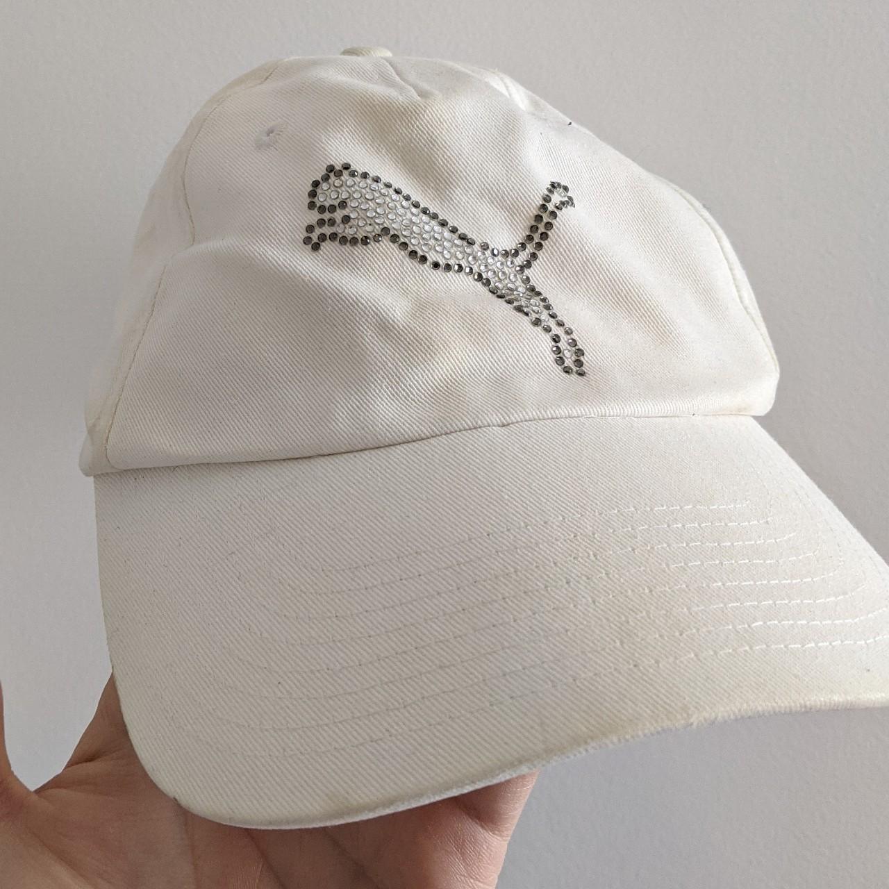 ☑️ Y2K Puma Crystal Logo Chic Dad Cap in White and... - Depop