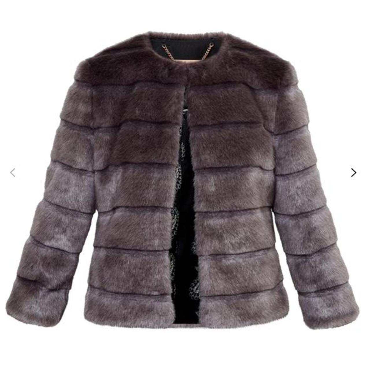 Ted Baker Fabunni Cropped Fur Jacket, Mink • Purple... | Depop