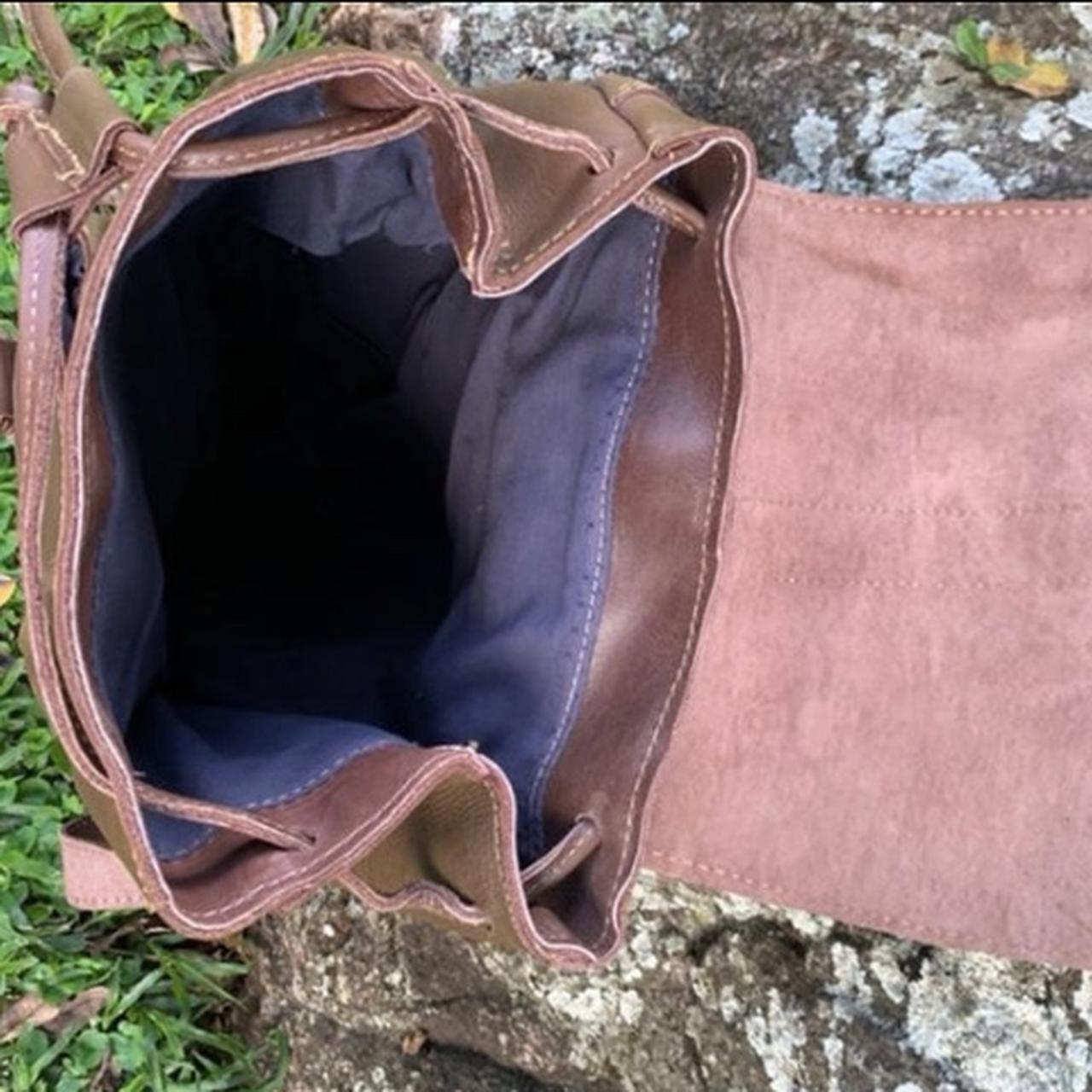 Small leather brown backpack 38 by 35cm long inside... - Depop