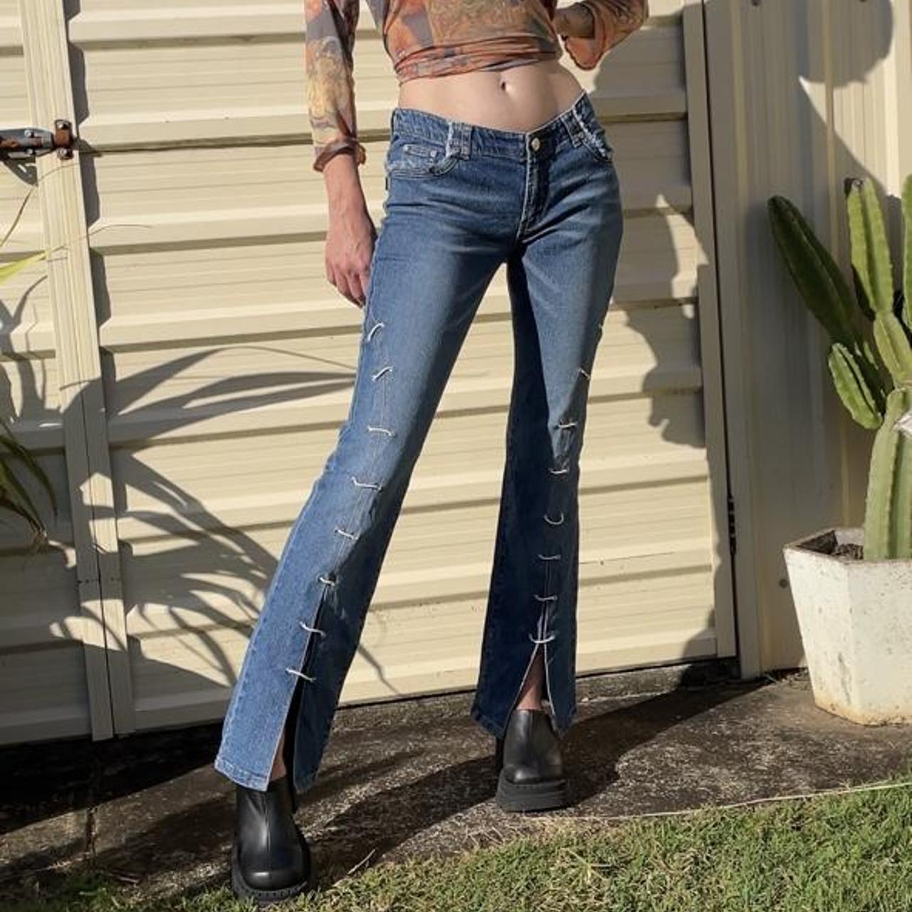 Amazing 00s y2k light blue denim corset low rise... - Depop