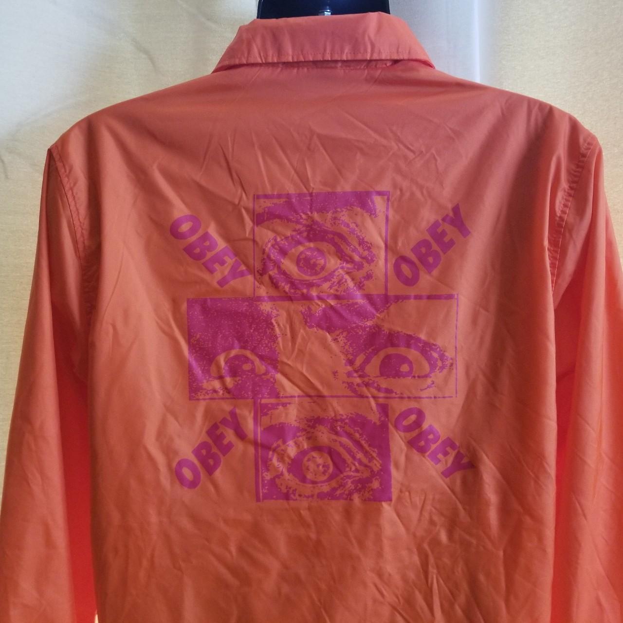 Obey Men's Nylon Screamer Orange Windbreaker... - Depop