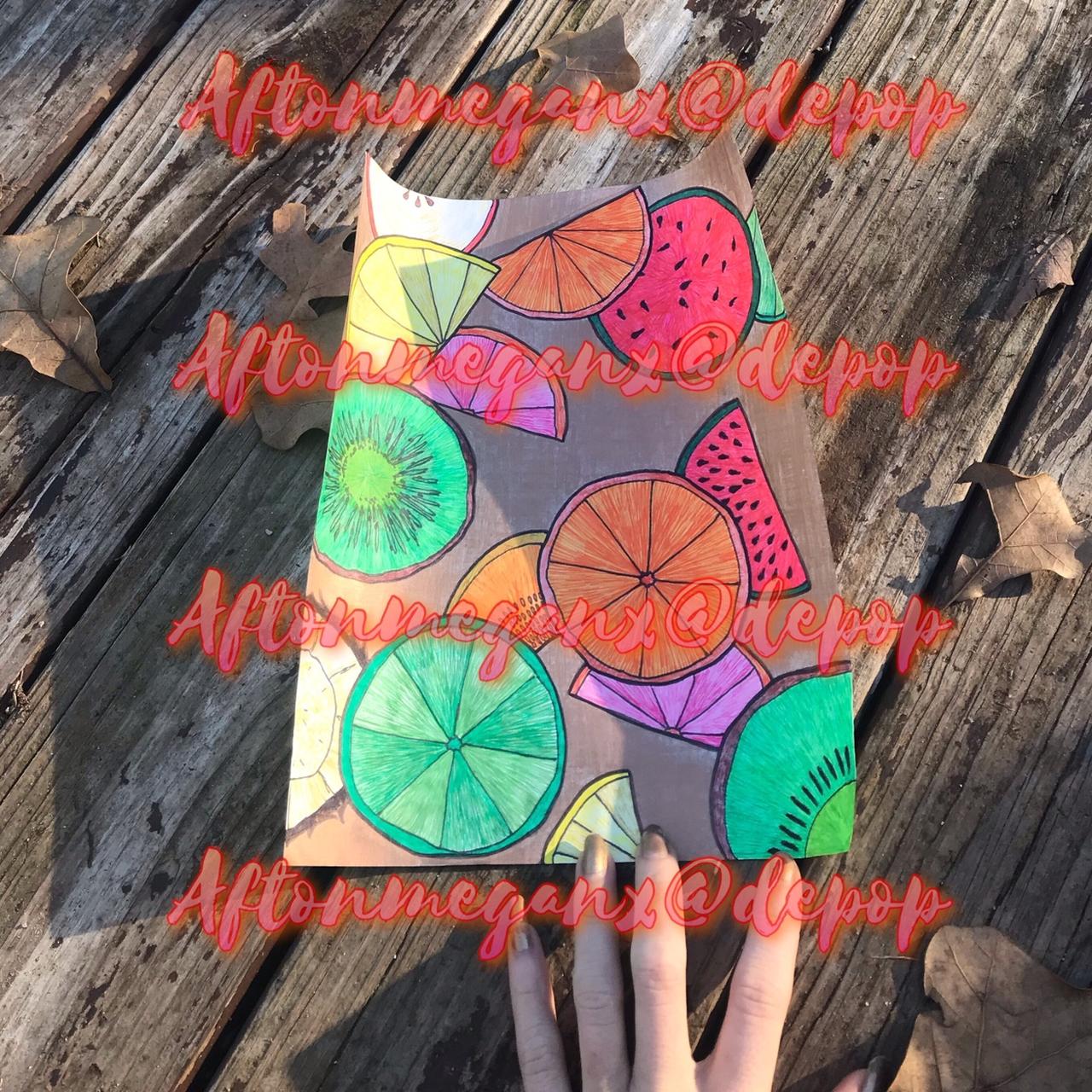 8 1/2 x 11 “Tutti Frutti” drawing on regular copy... - Depop