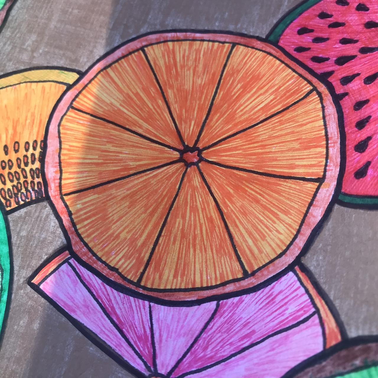 8 1/2 x 11 “Tutti Frutti” drawing on regular copy... - Depop