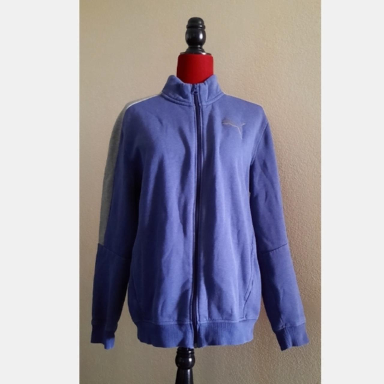 Puma Sweater - Blue with gray - Working zipper -... - Depop