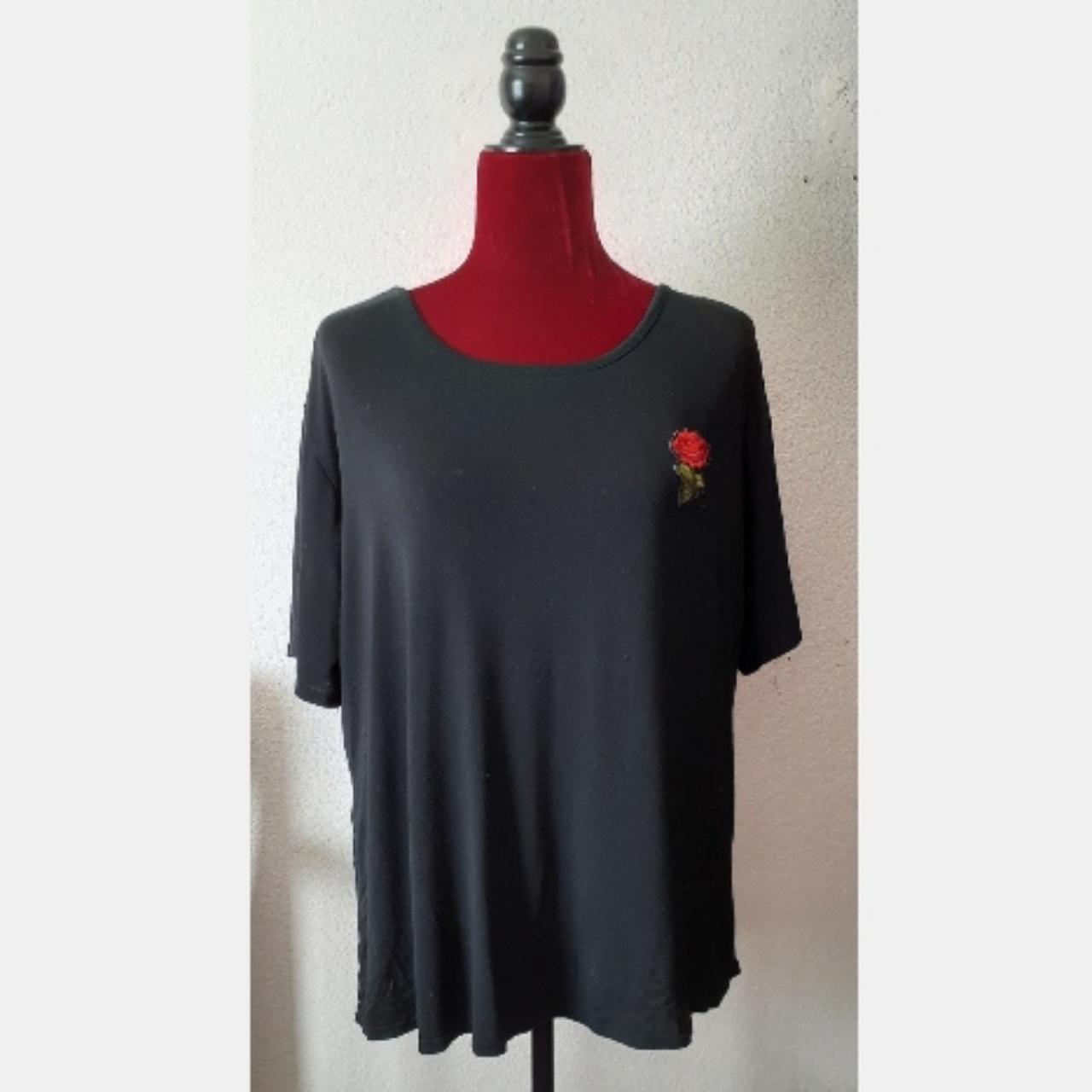 Red Rose Blouse - Very flowy - Stretchy - Fits size... - Depop