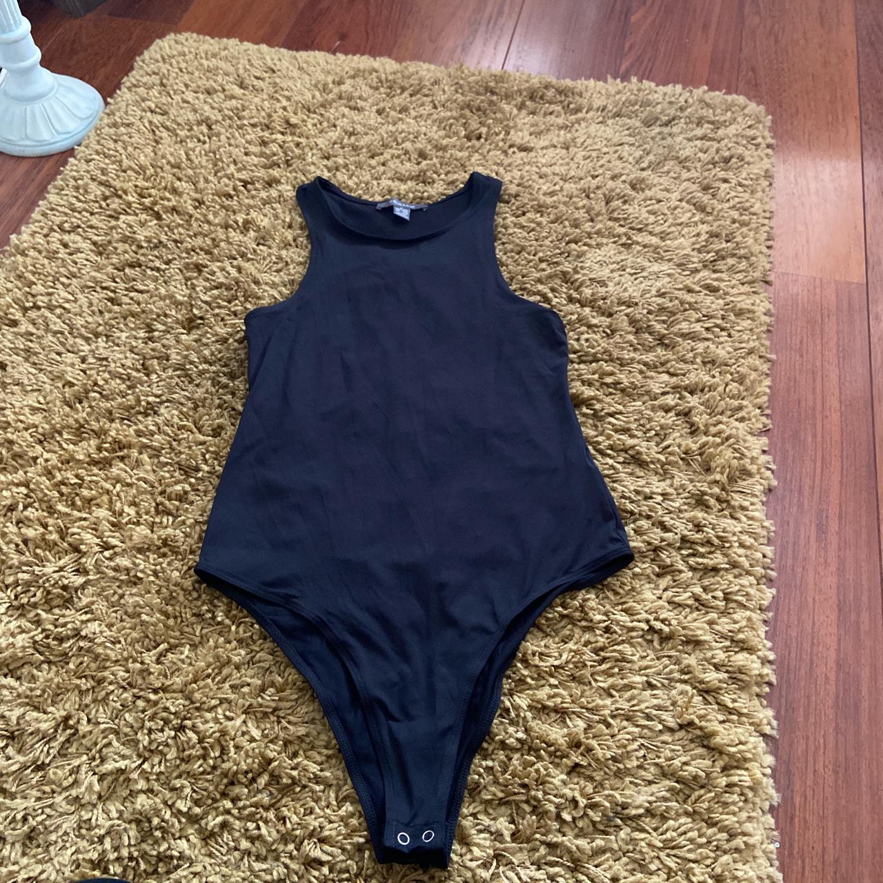 Primark black high neck slinky material bodysuit... - Depop