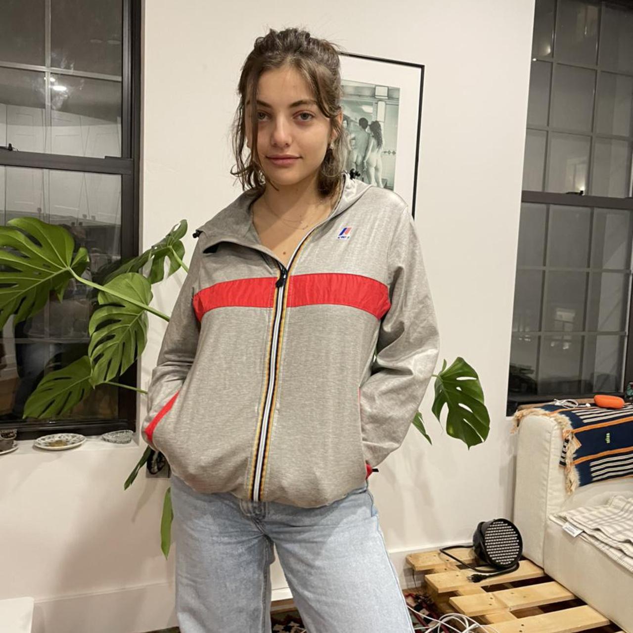 KWAY heather grey rain jacket - super lightweight,... - Depop