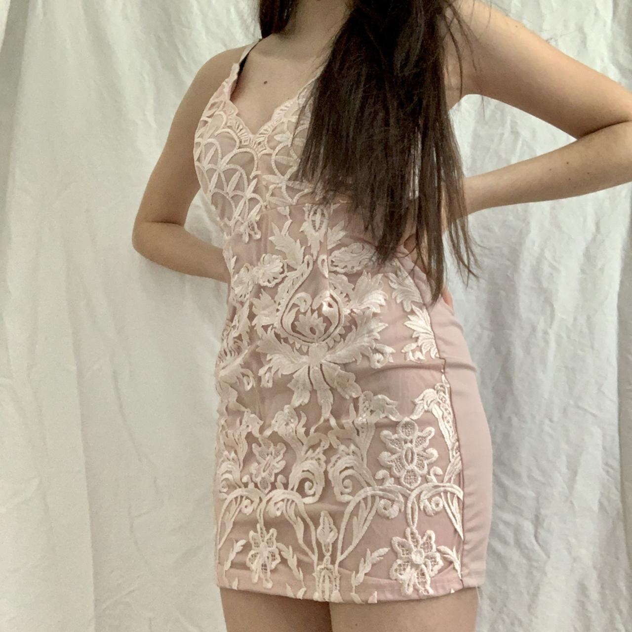 🌸🌸PASTEL PINK LACE BODYCON DRESS super cute and... - Depop
