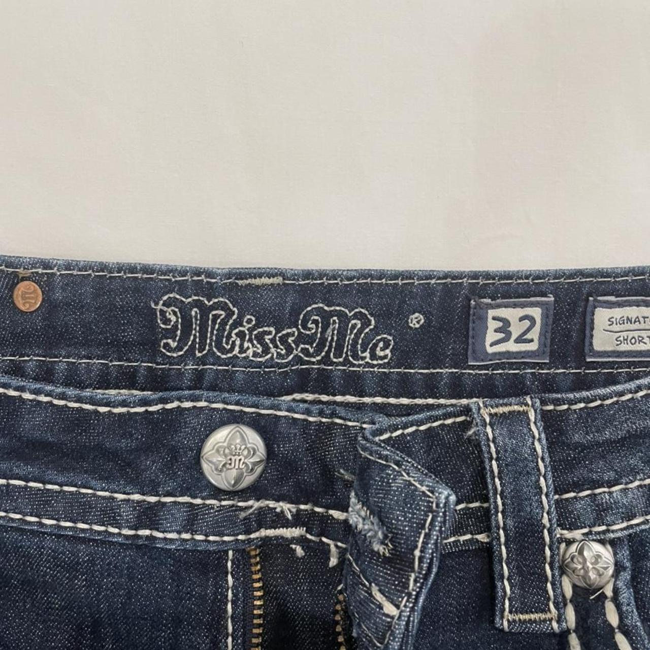 AUTHENTIC MISS ME DENIM SHORTS, contrast stitching,... | Depop
