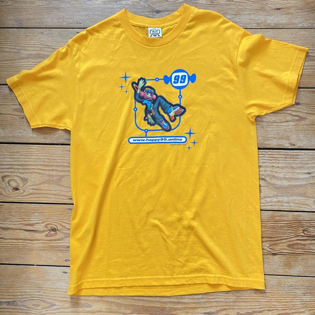 Happy99 original yellow holographic tshirt ! Havent... - Depop