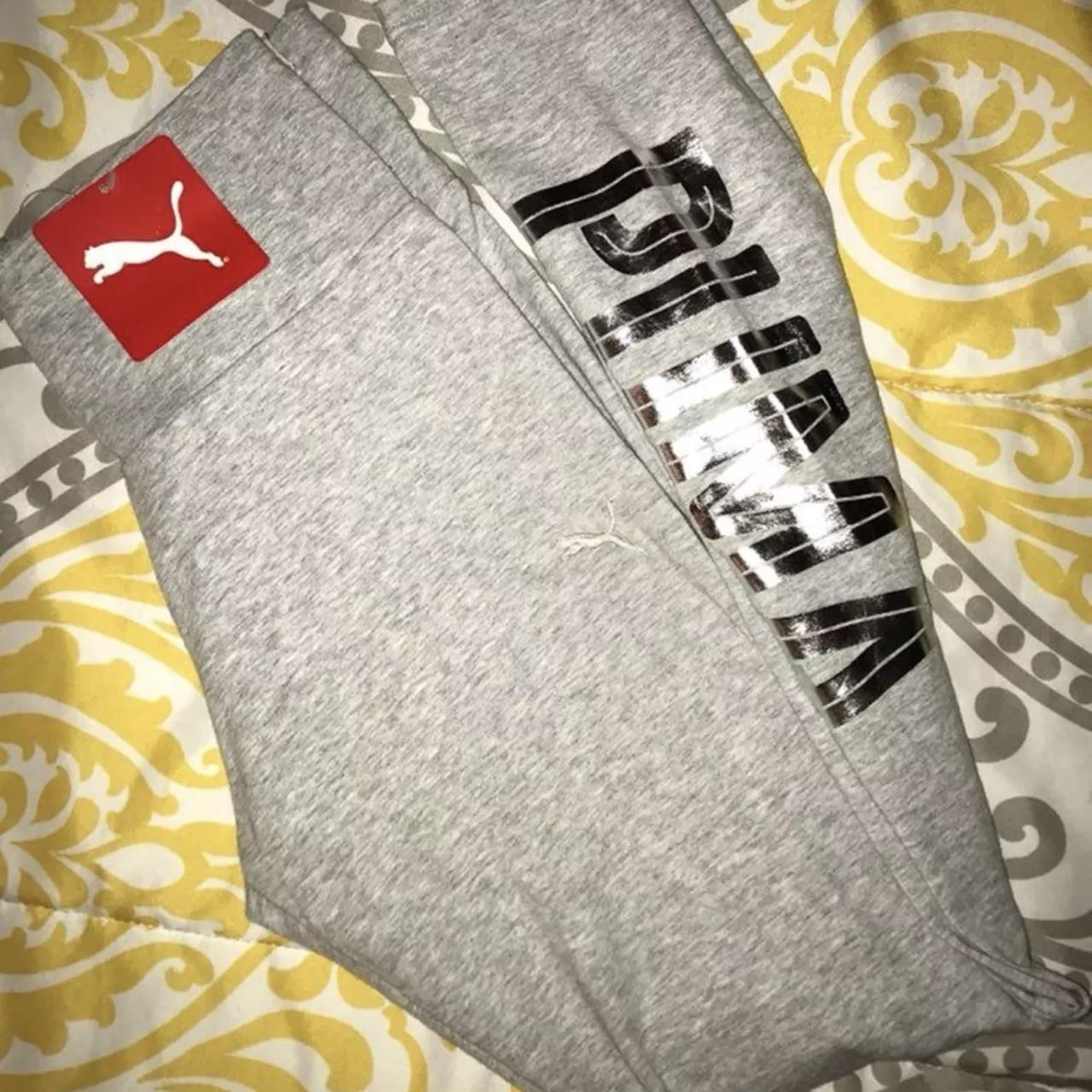 Grey puma leggings. Say puma down the leg in silver.... - Depop
