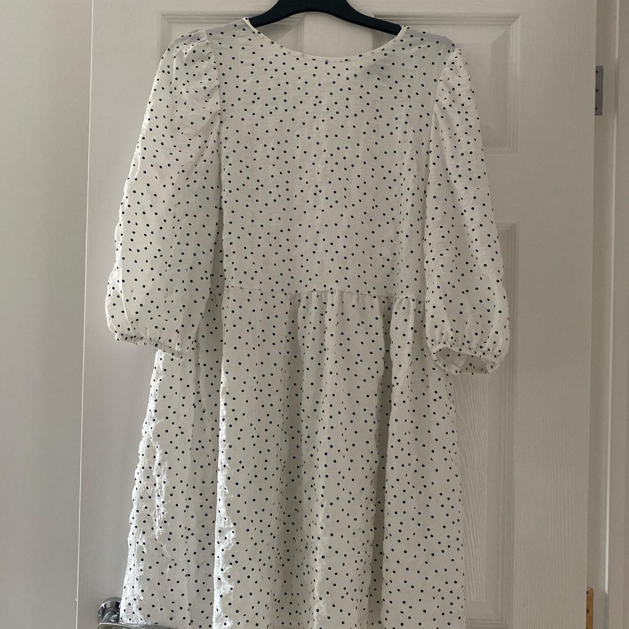 White polka dot dress from primark. Barely worn.... - Depop