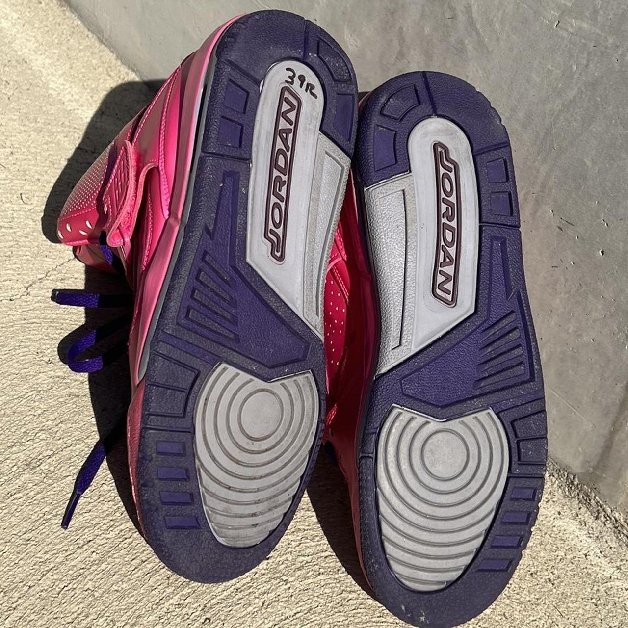 Air Jordan Flight 45 High Vivid Pink/Grey Sneakers... - Depop