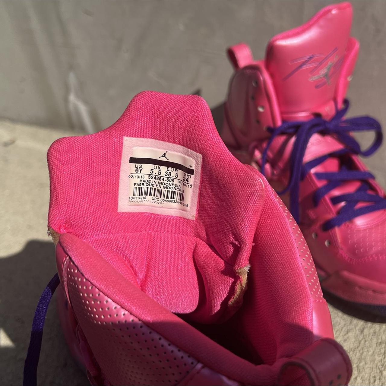 Air Jordan Flight 45 High Vivid Pink/Grey Sneakers... - Depop