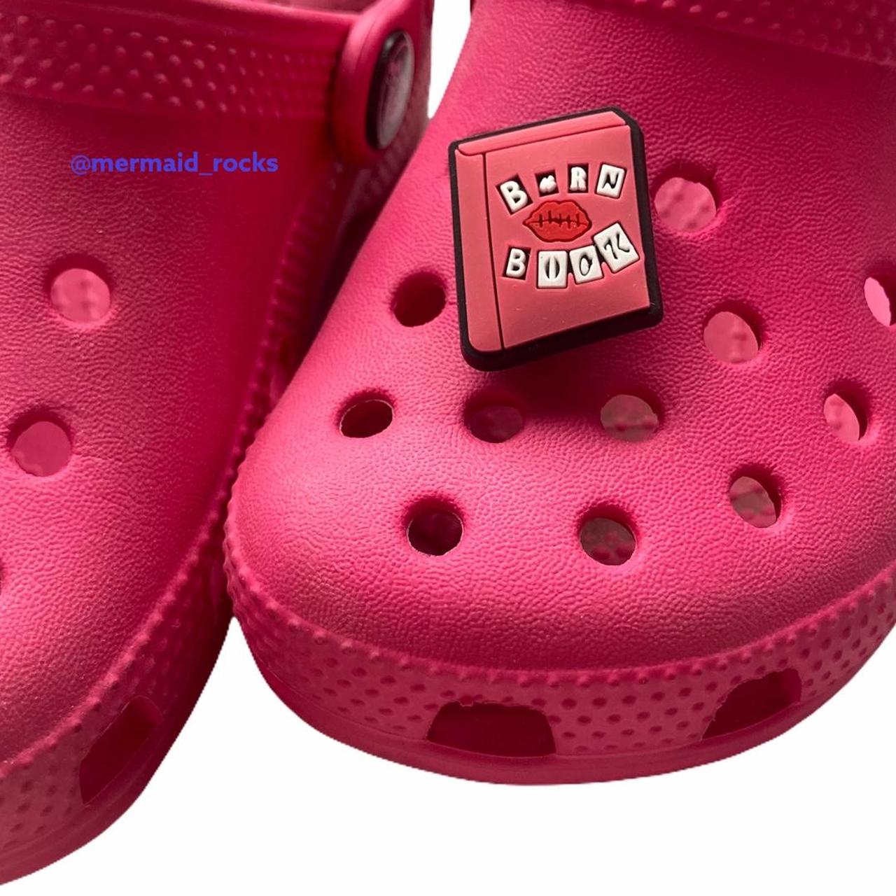 Crocs shoe charm pink MEAN GIRLS burn book jibbitz... - Depop