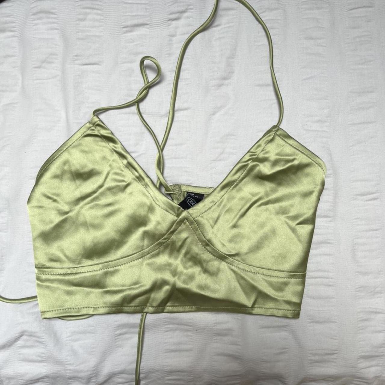Green satin going out top! So pretty and never been... - Depop