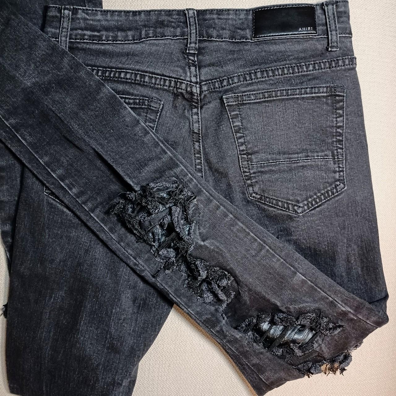 AMIRI Designer Distressed Jeans Black python... - Depop