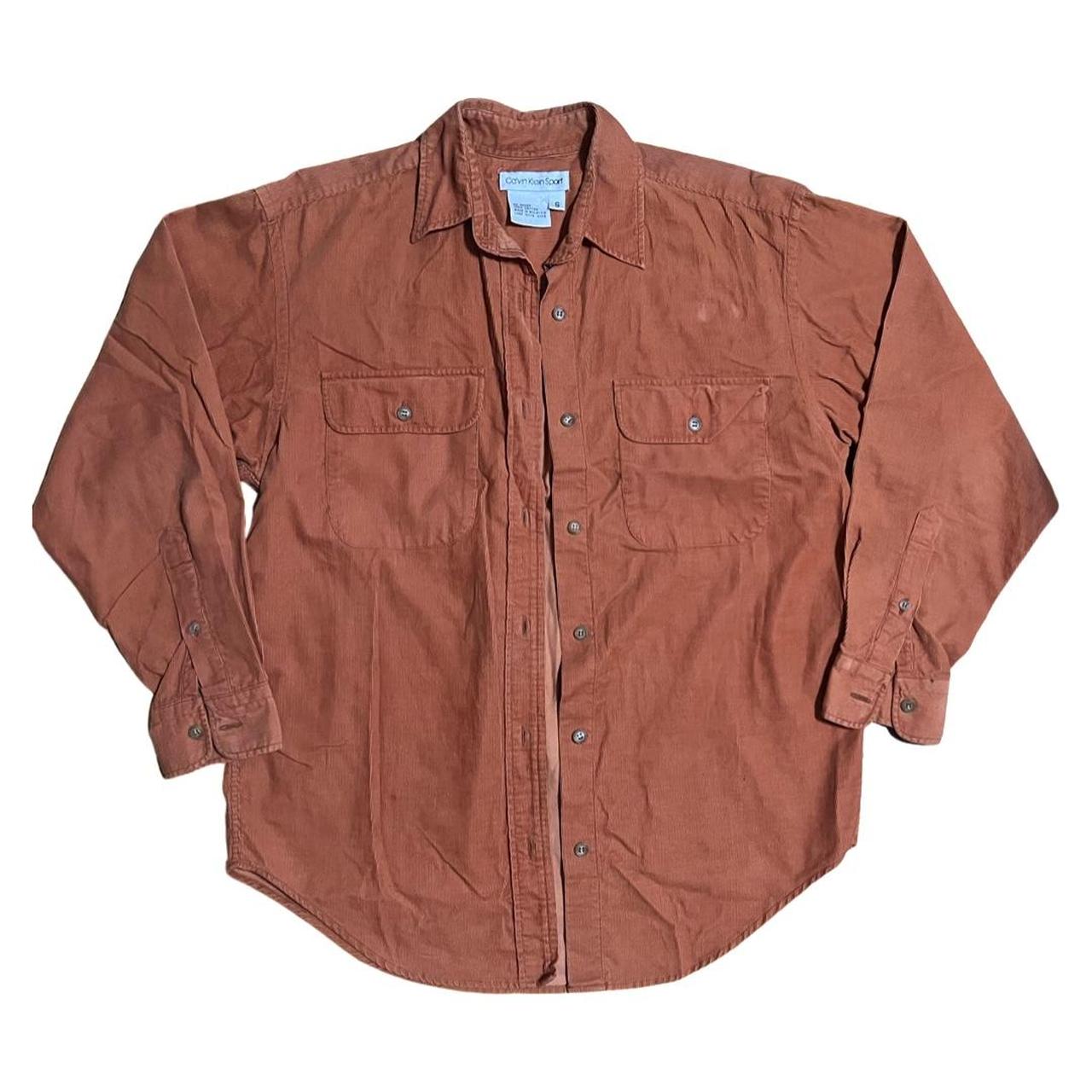 Vintage orange cord button down shirt by Calvin... - Depop