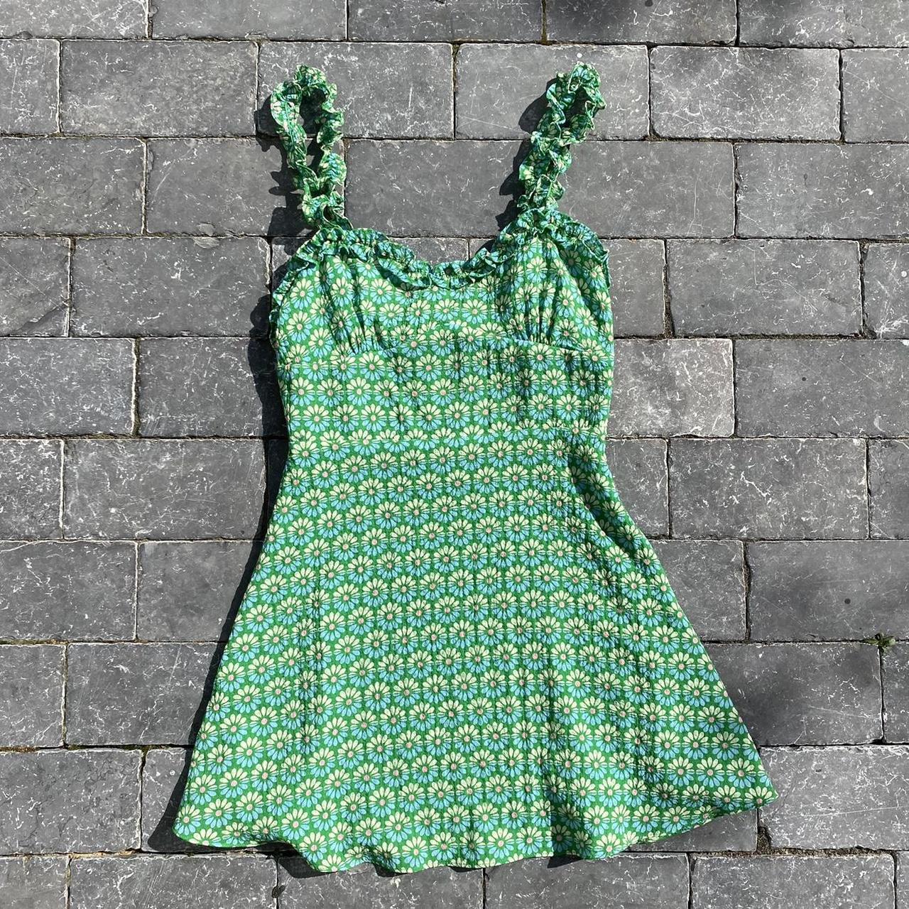Brand new without tags green floral mini summer... - Depop
