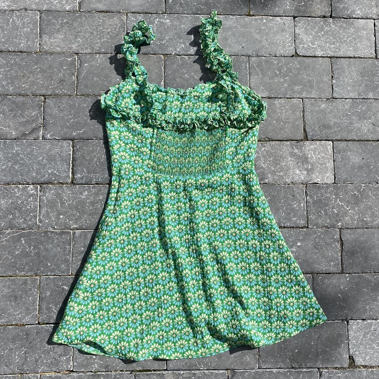 Brand new without tags green floral mini summer... - Depop