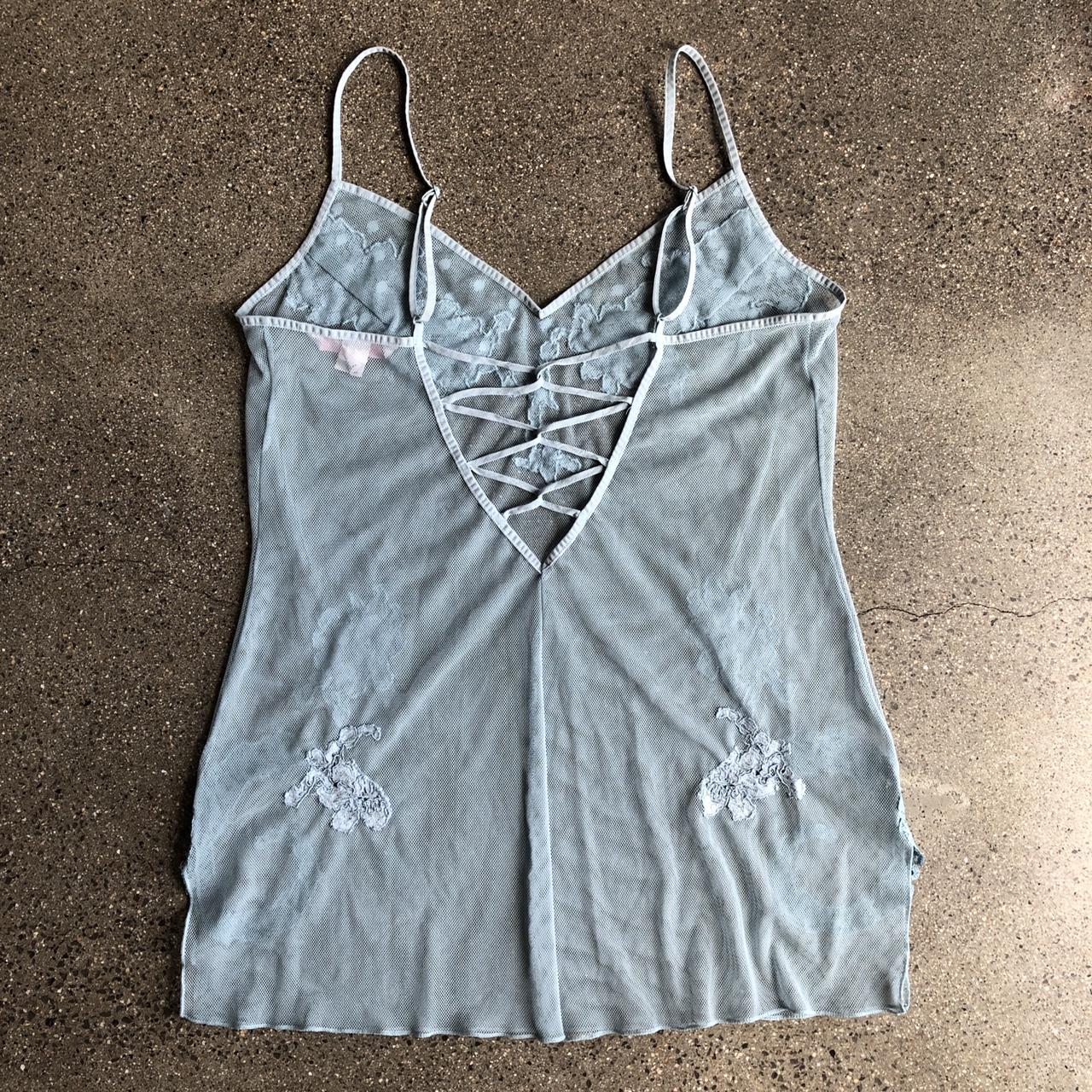 Gorgeous dusty sky blue mesh slip dress Lingerie... - Depop