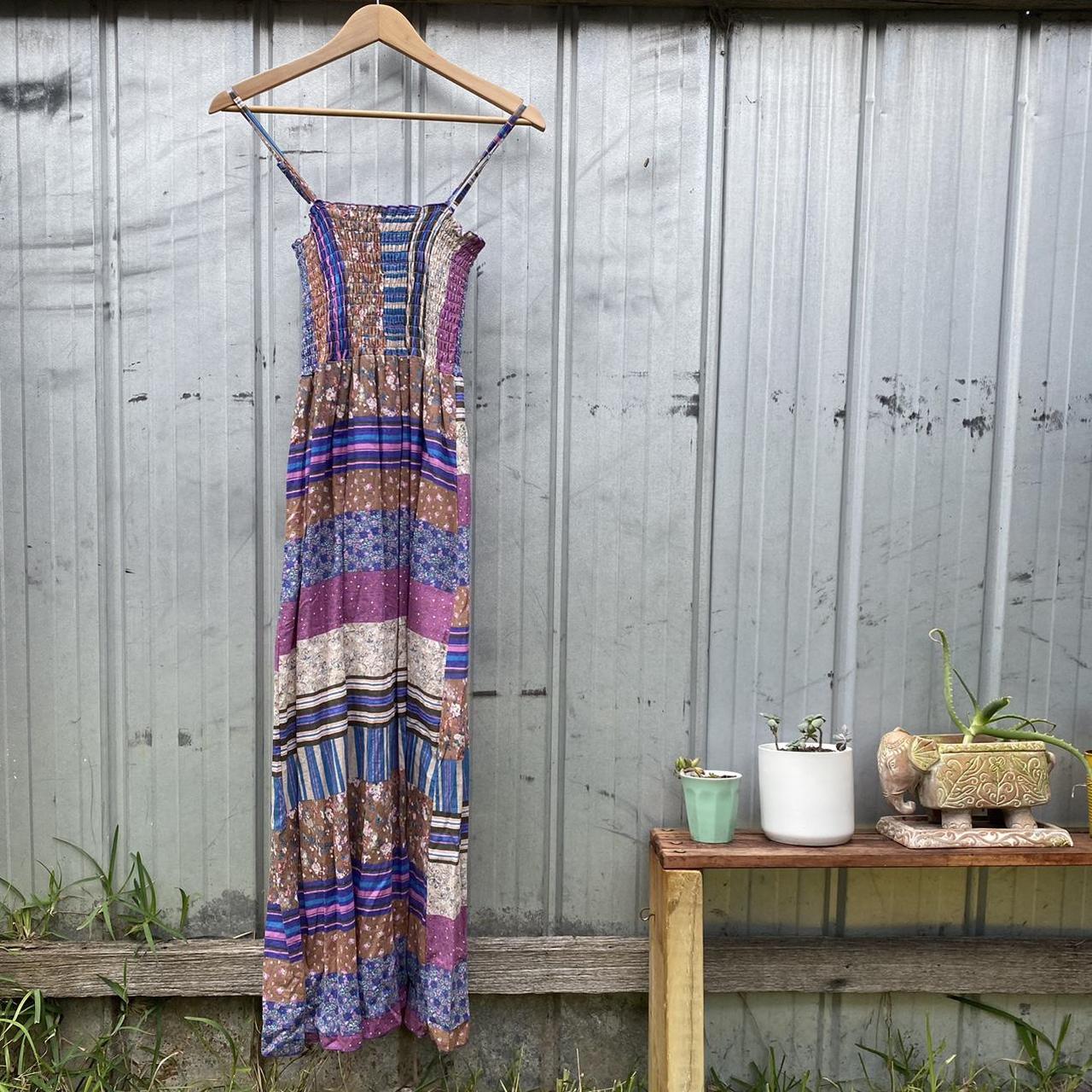 Cute patchwork maxi dress, stretchy fabric so will... - Depop