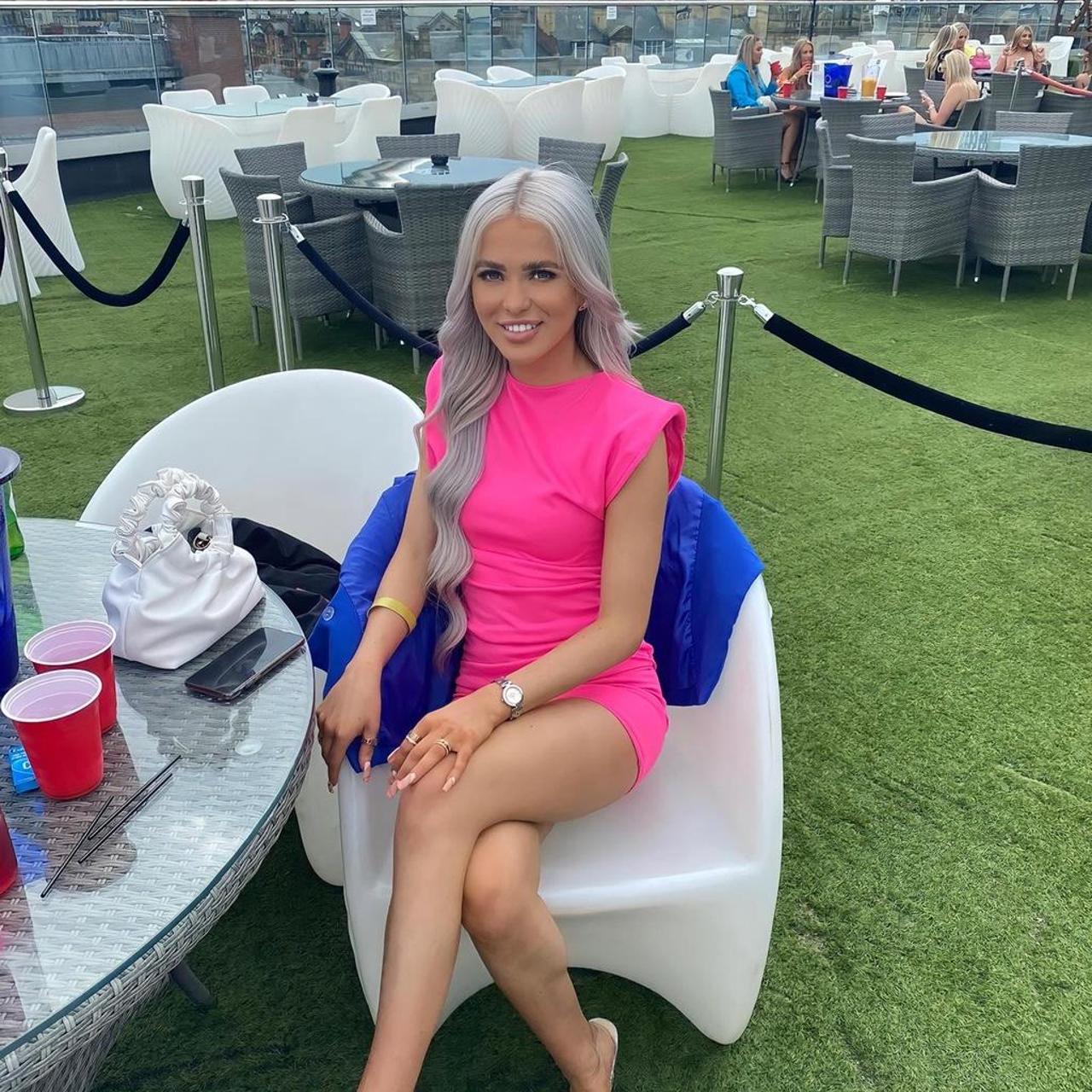 hot pink shoulder pad icandy boudoir dress unreal... - Depop