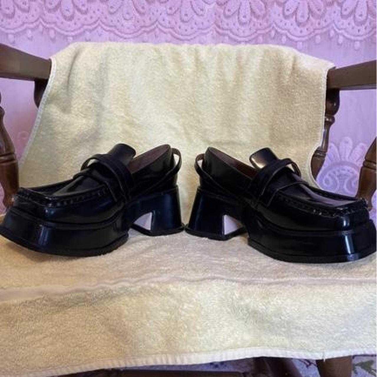 Shushutong black leather platform loafers! excellent... - Depop