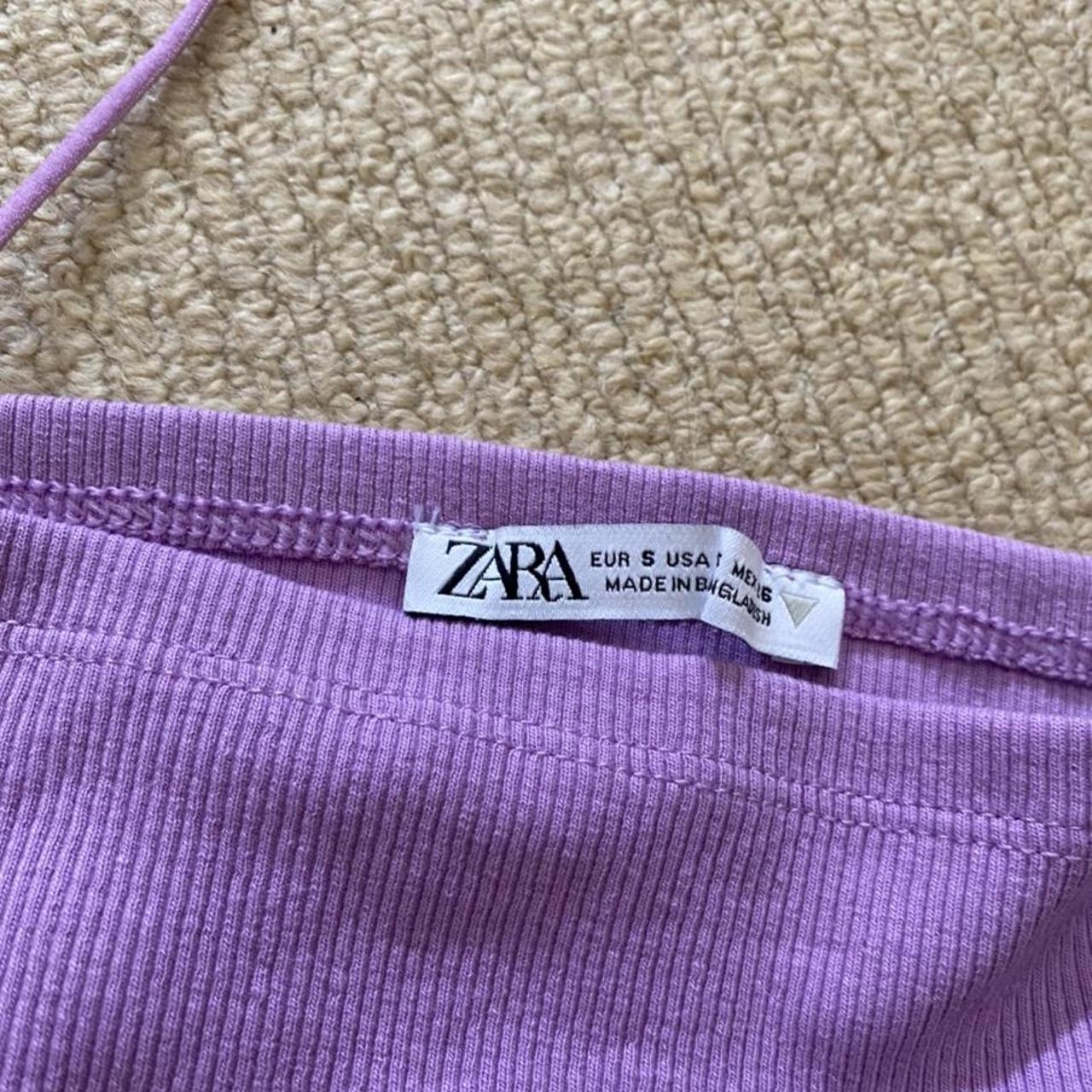 Basic zara lilac strappy ribbed crop top, never... - Depop
