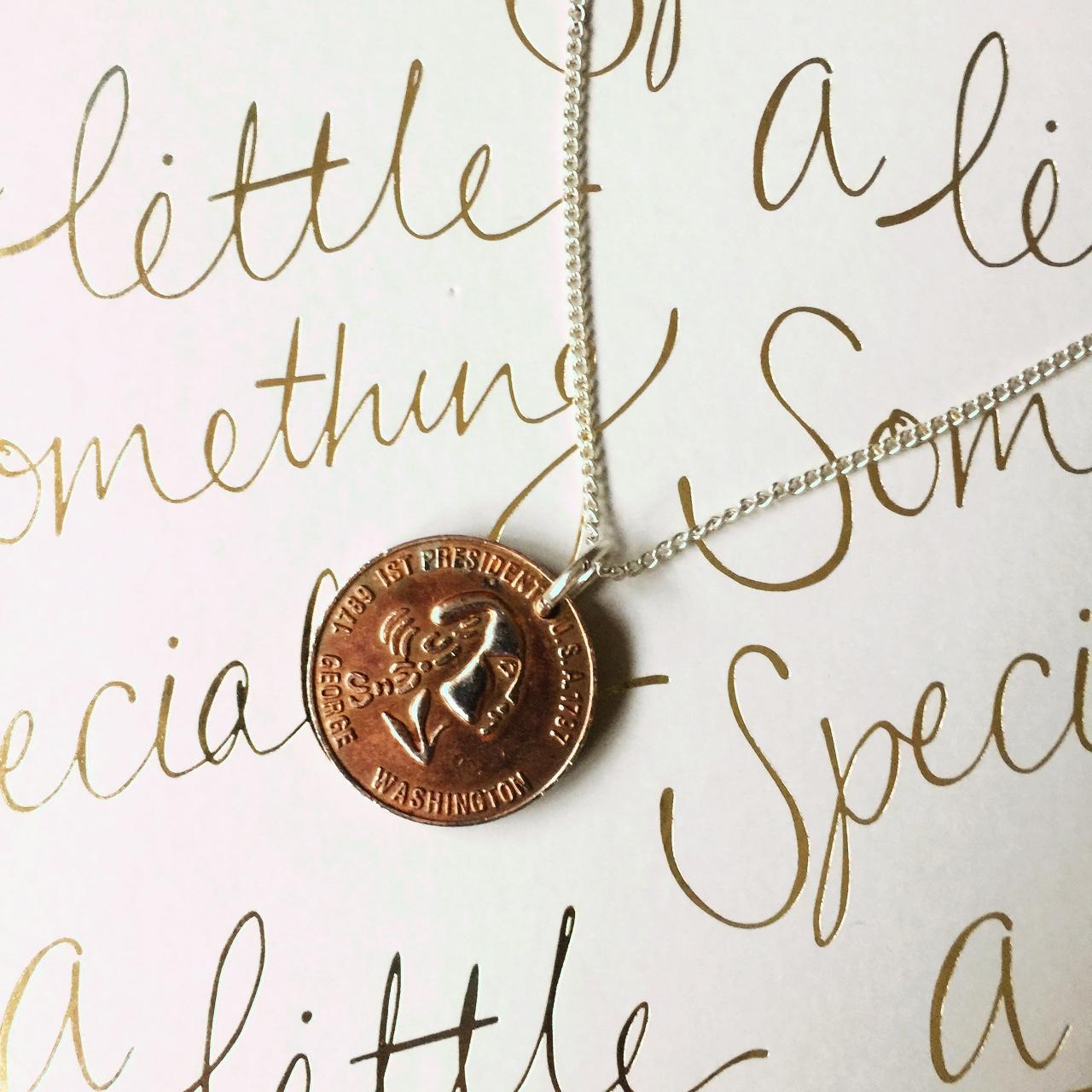 George Washington coin necklace, handmade, silver... - Depop