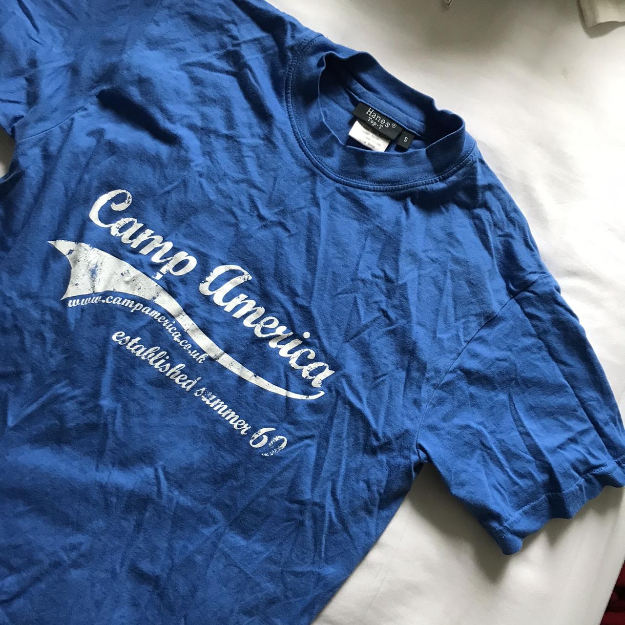 Authentic Blue Camp America T Shirt Top - Short... - Depop