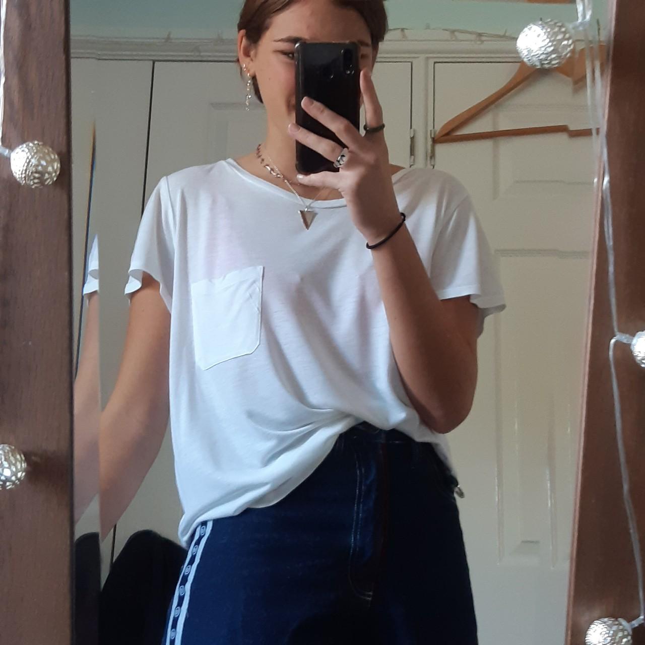 Plain White Baggy Tshirt With Lil Chest Pocket 🥼🥼🥼 Depop