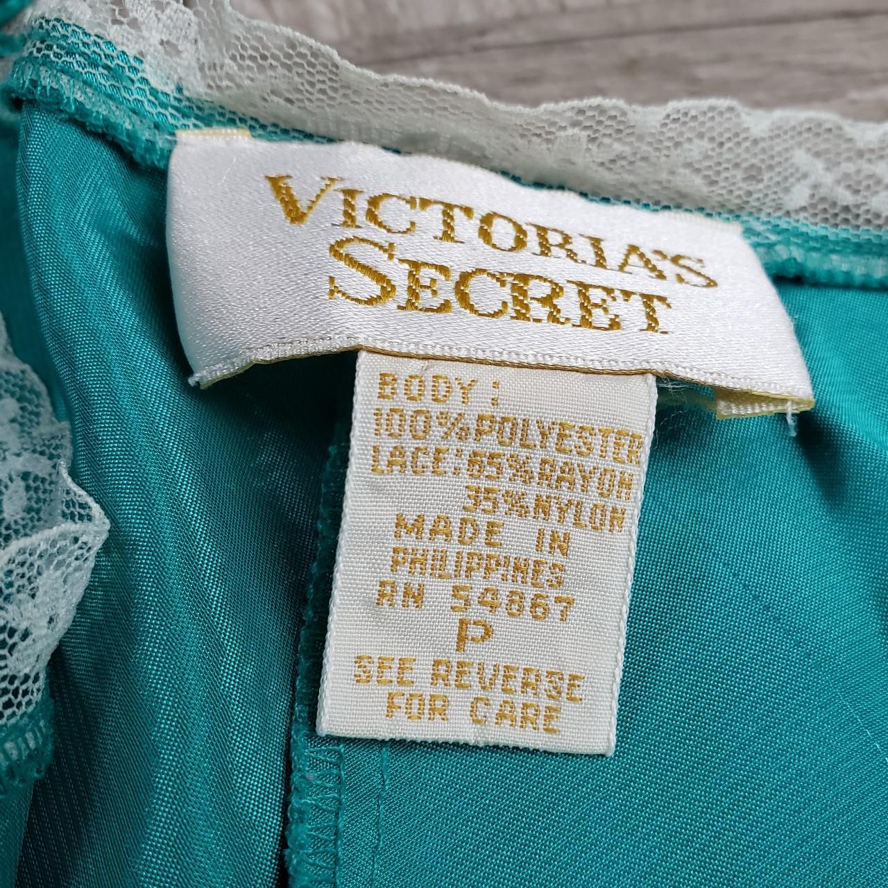 Vintage Victoria's secret gold label green satin... - Depop