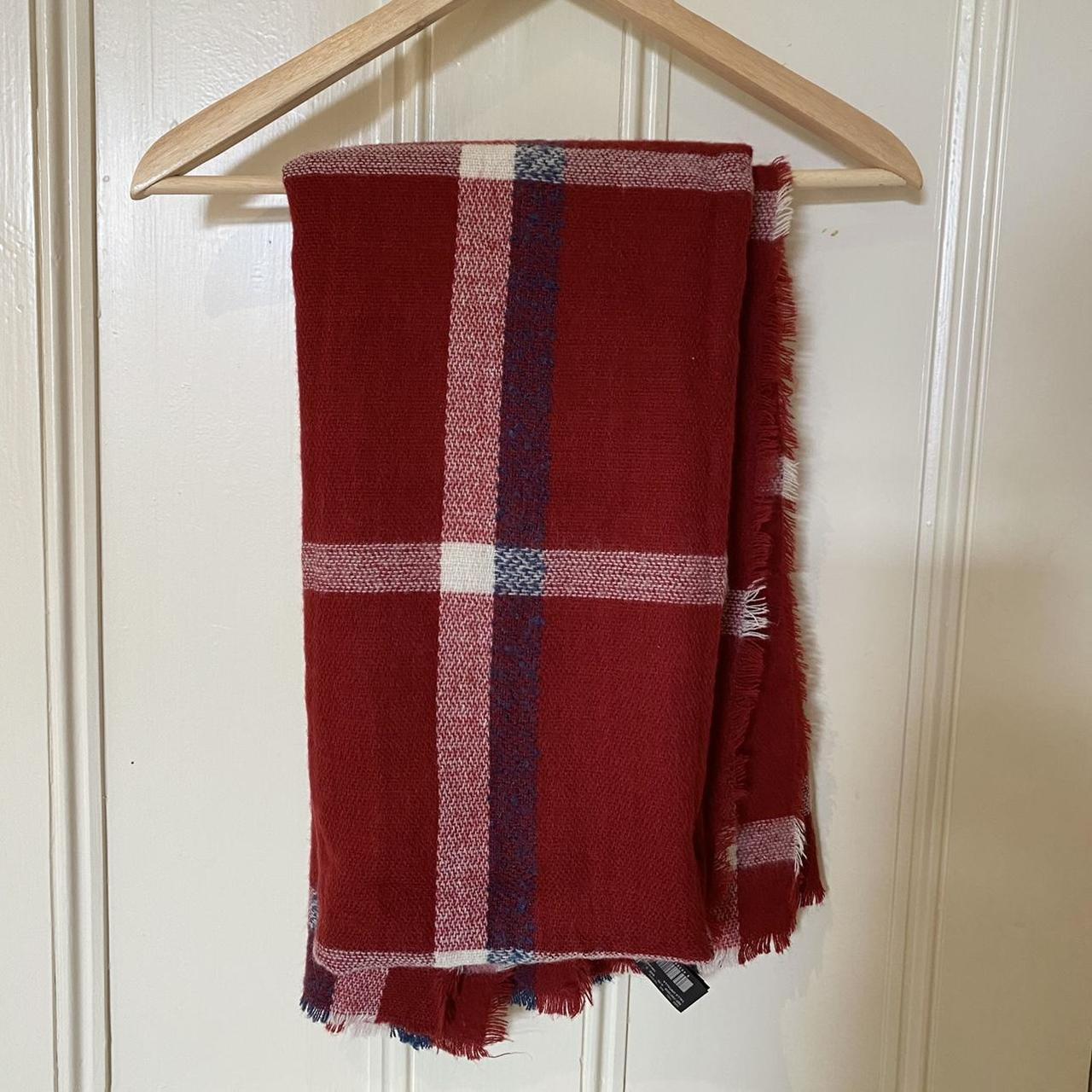 Super cute Mango red checkered scarf in execellent... - Depop