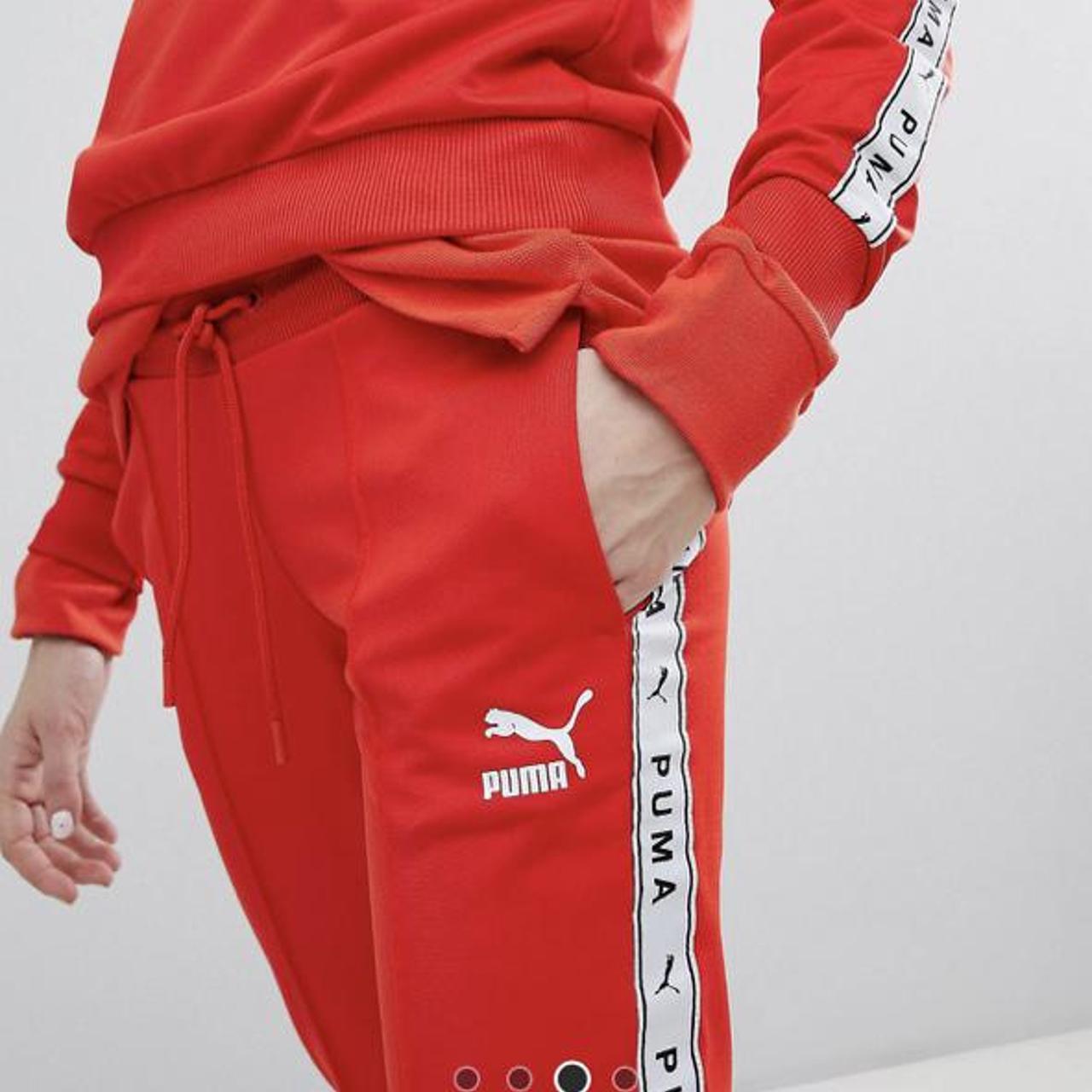 PUMA red track pants Size S #puma #trackpants... - Depop